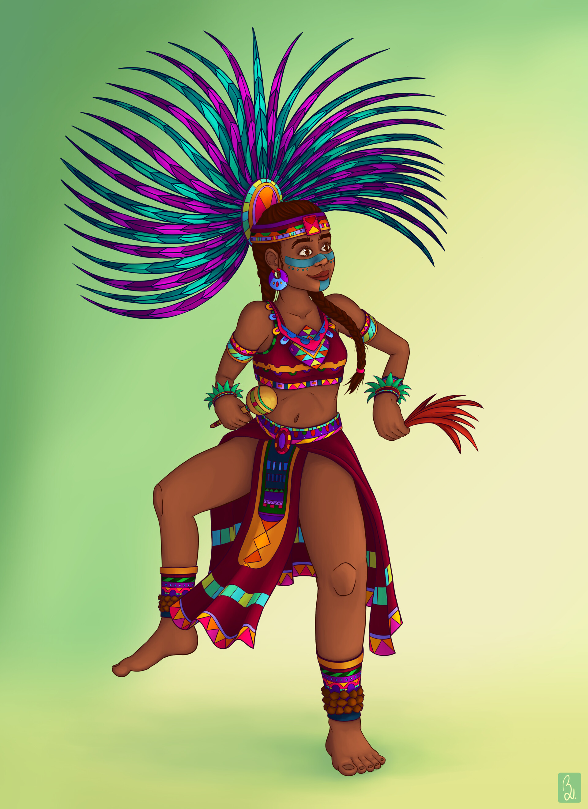 ArtStation - Dancing Aztec Warrior