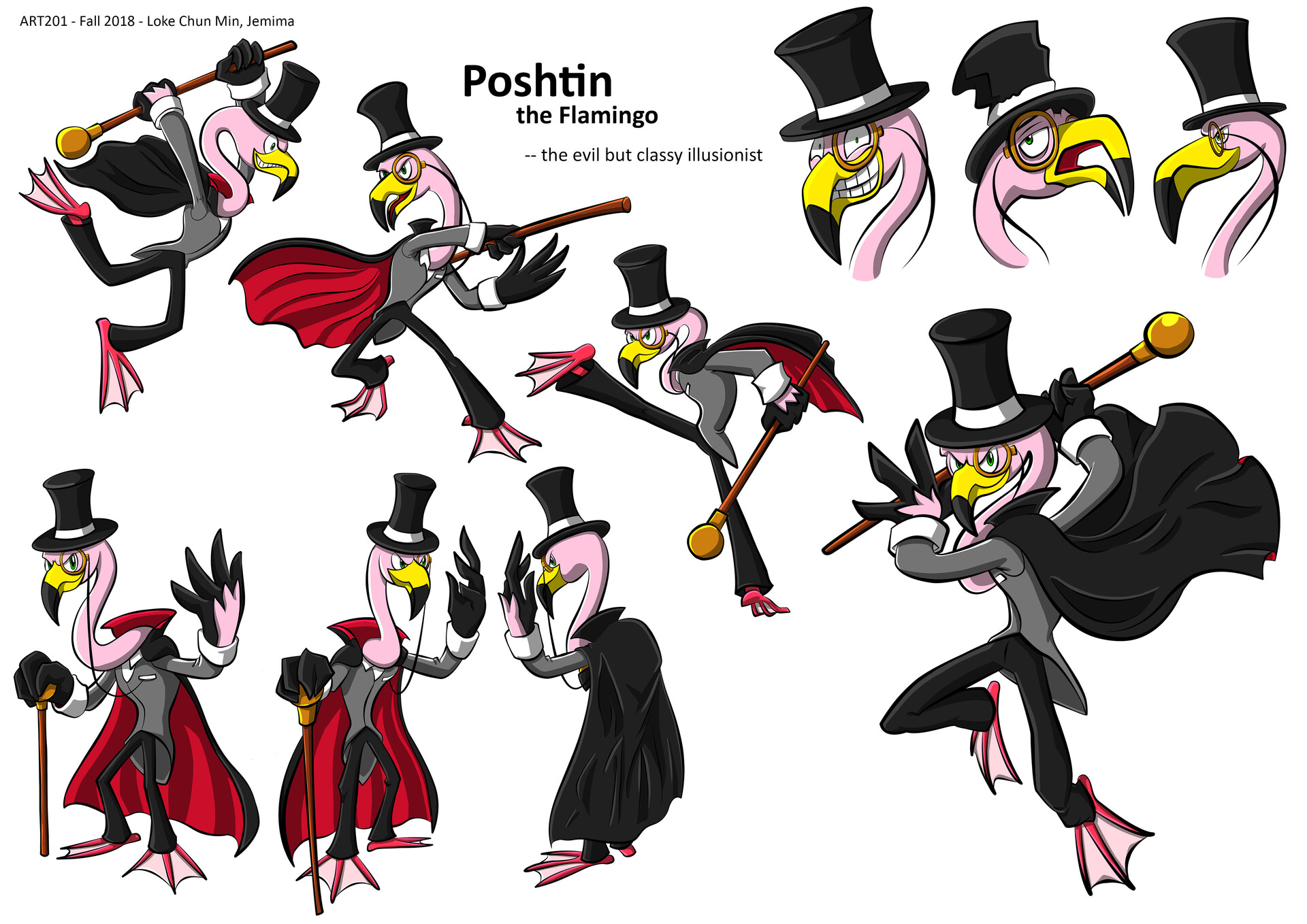ArtStation - Poshtin the Flamingo character sheet