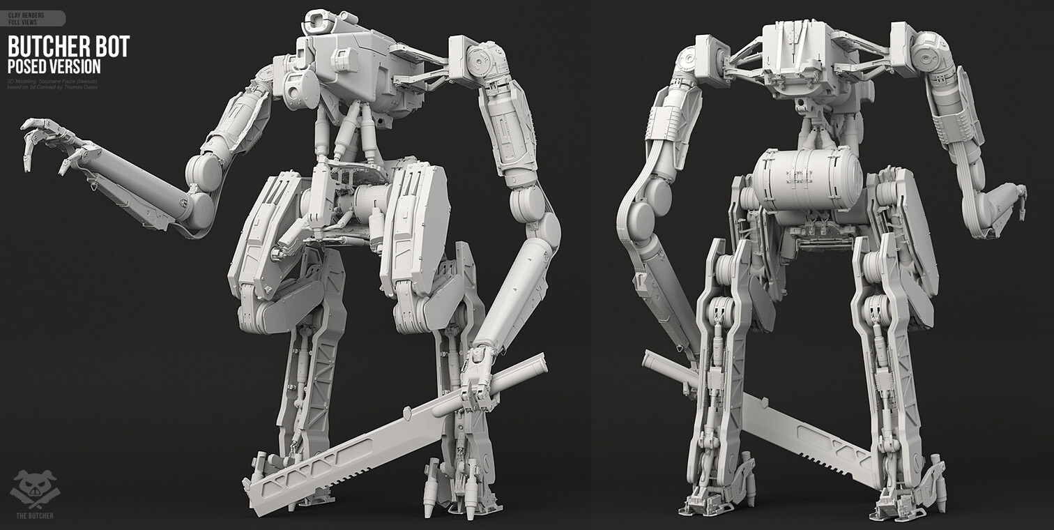 Stephane Faure (beesub) - The Butcher Bot - Neutral Clay renders