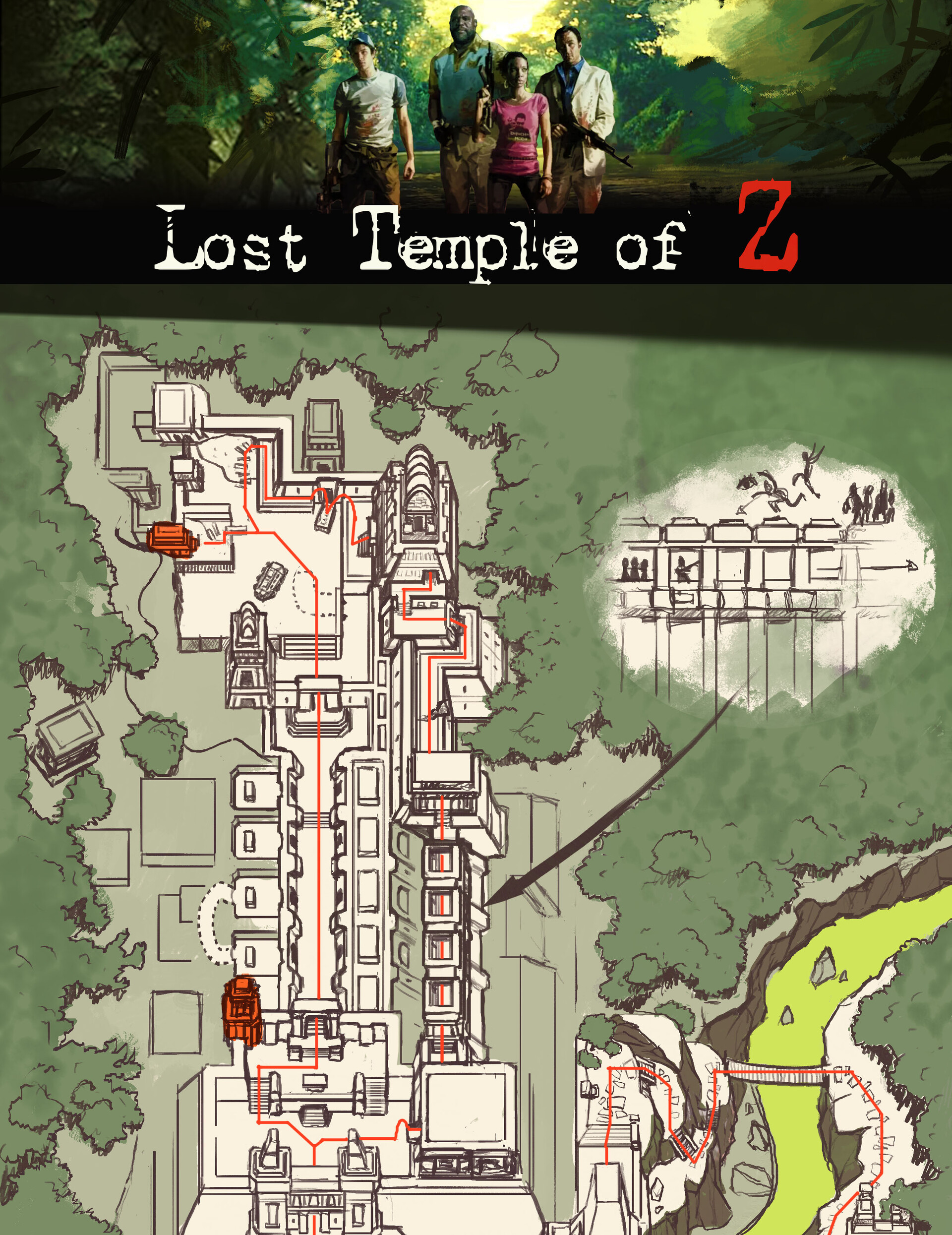 ArtStation - Lost Temple of Z, a Left 4 Dead 2 map concept