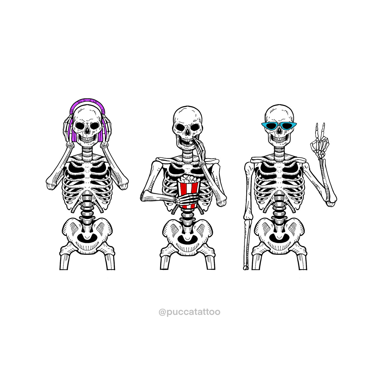 dancing skeleton tattoo stencil