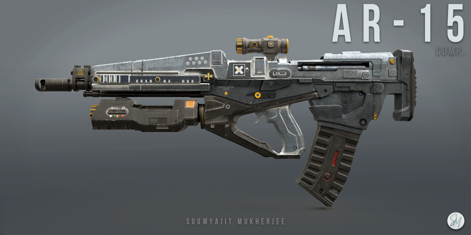 Soumyajit Mukherjee - Low Poly Custom (Concept) Assault Rifle (AR-15 ...