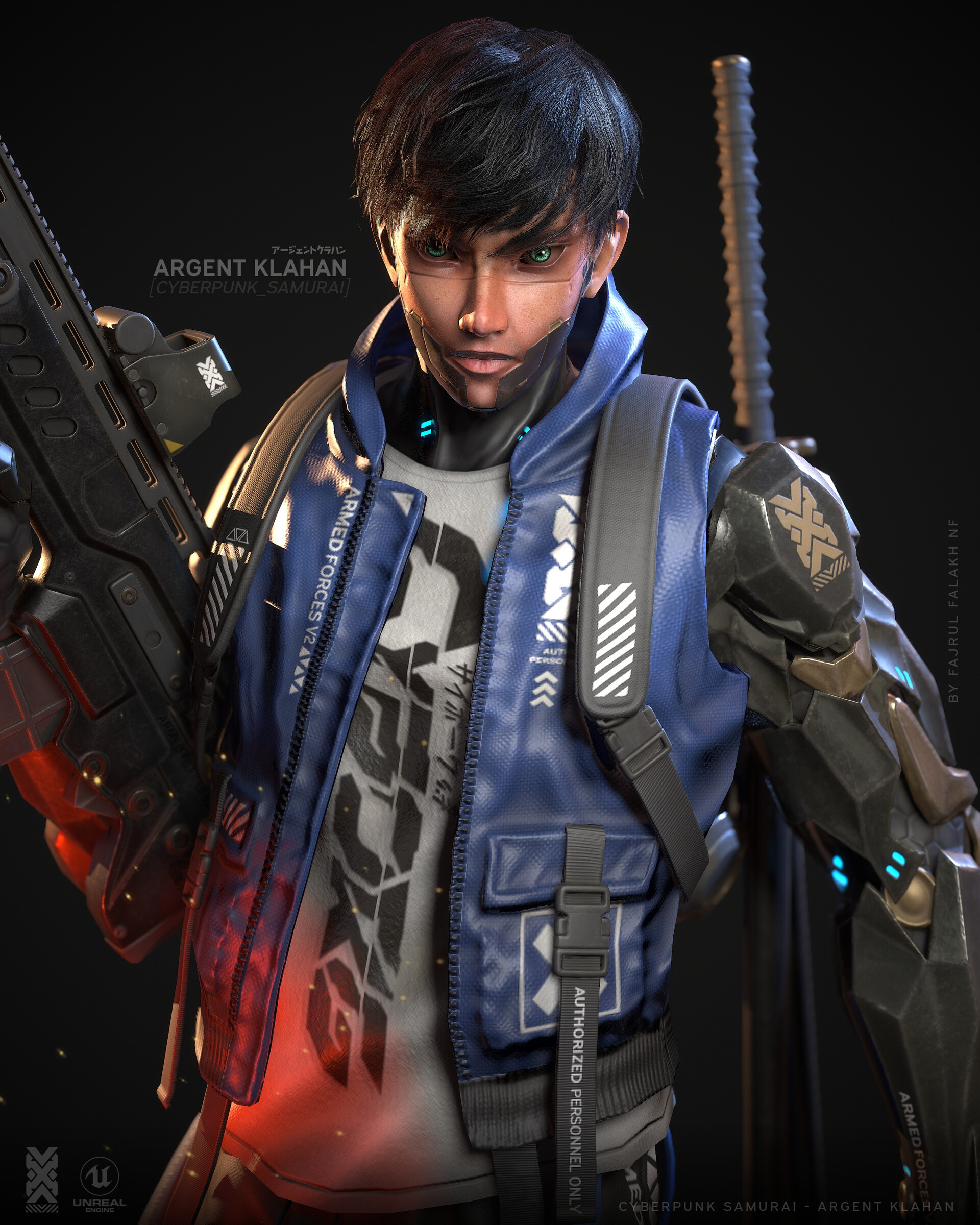 Fajrul FN - Cyberpunk Samurai - Argent Klahan (Original Game Character)