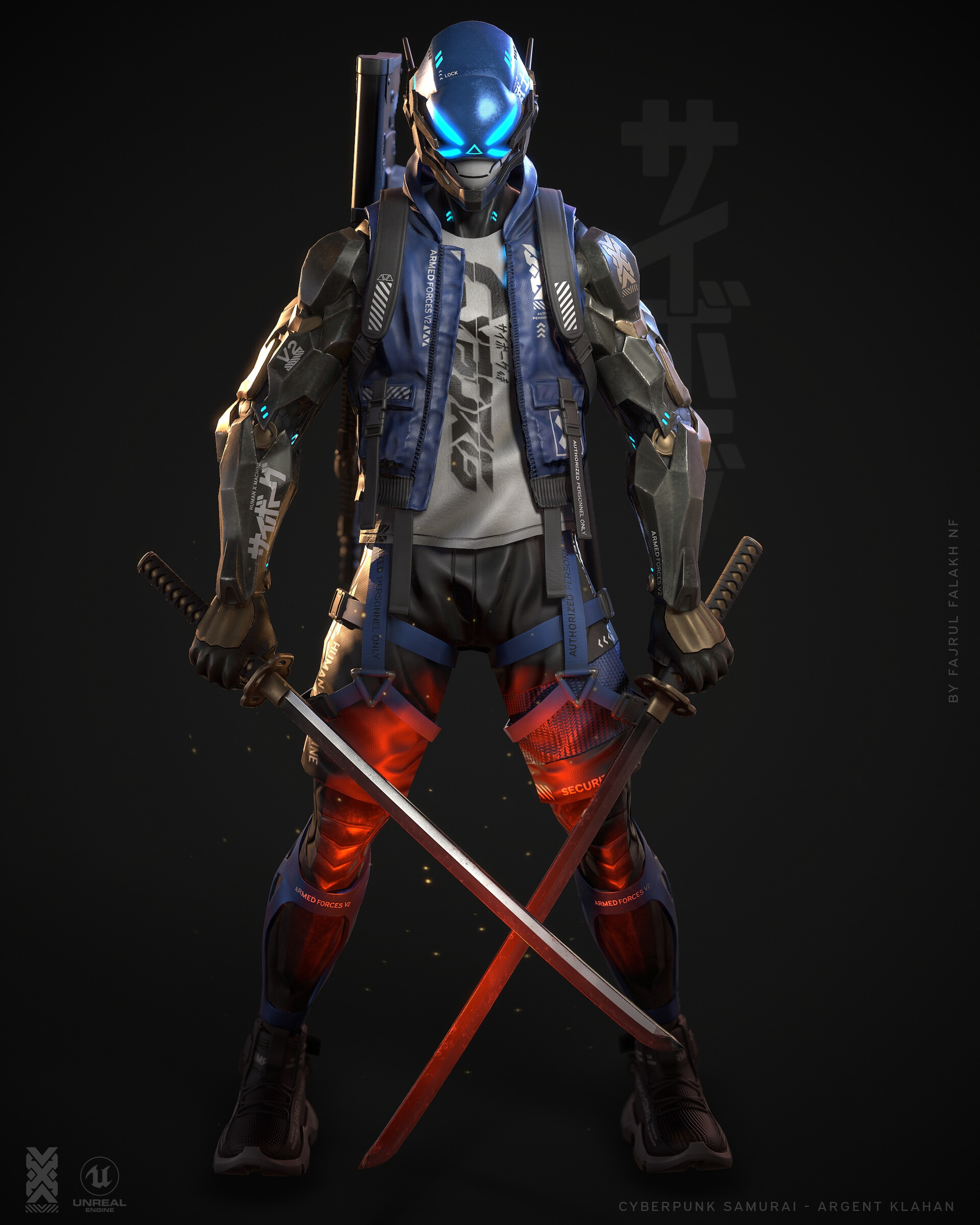 Fajrul FN - Cyberpunk Samurai - Argent Klahan (Original Game Character)