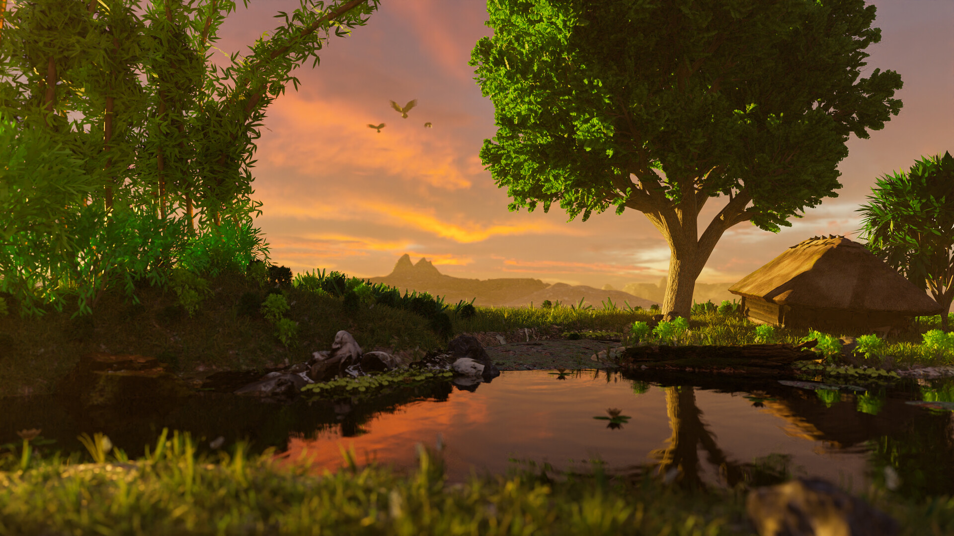 Michael - Fernando Amorsolo "sunset 1950" 3d recreation