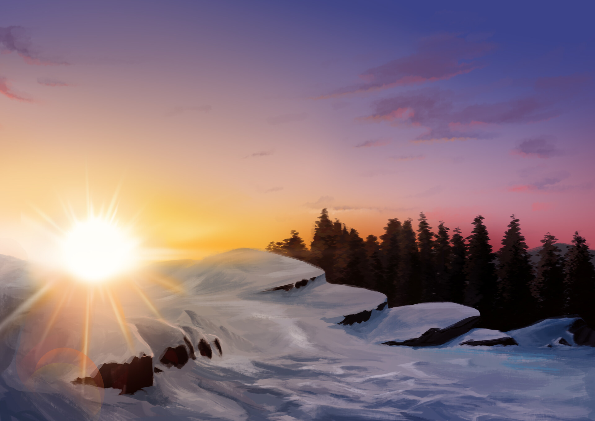 ArtStation - Sunset Digital Painting