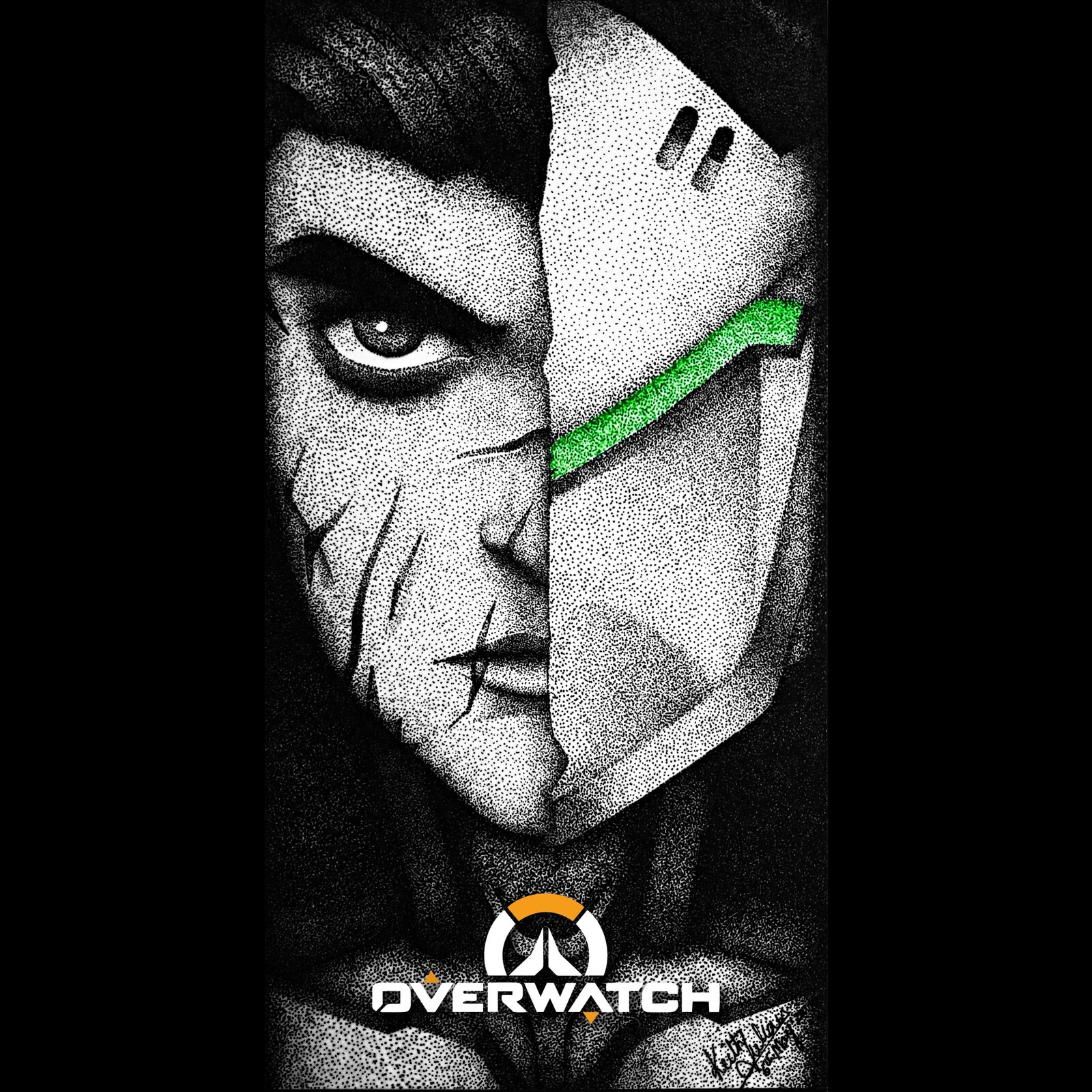 Keith Julian - Pointillism Portrait Overwatch - A series
