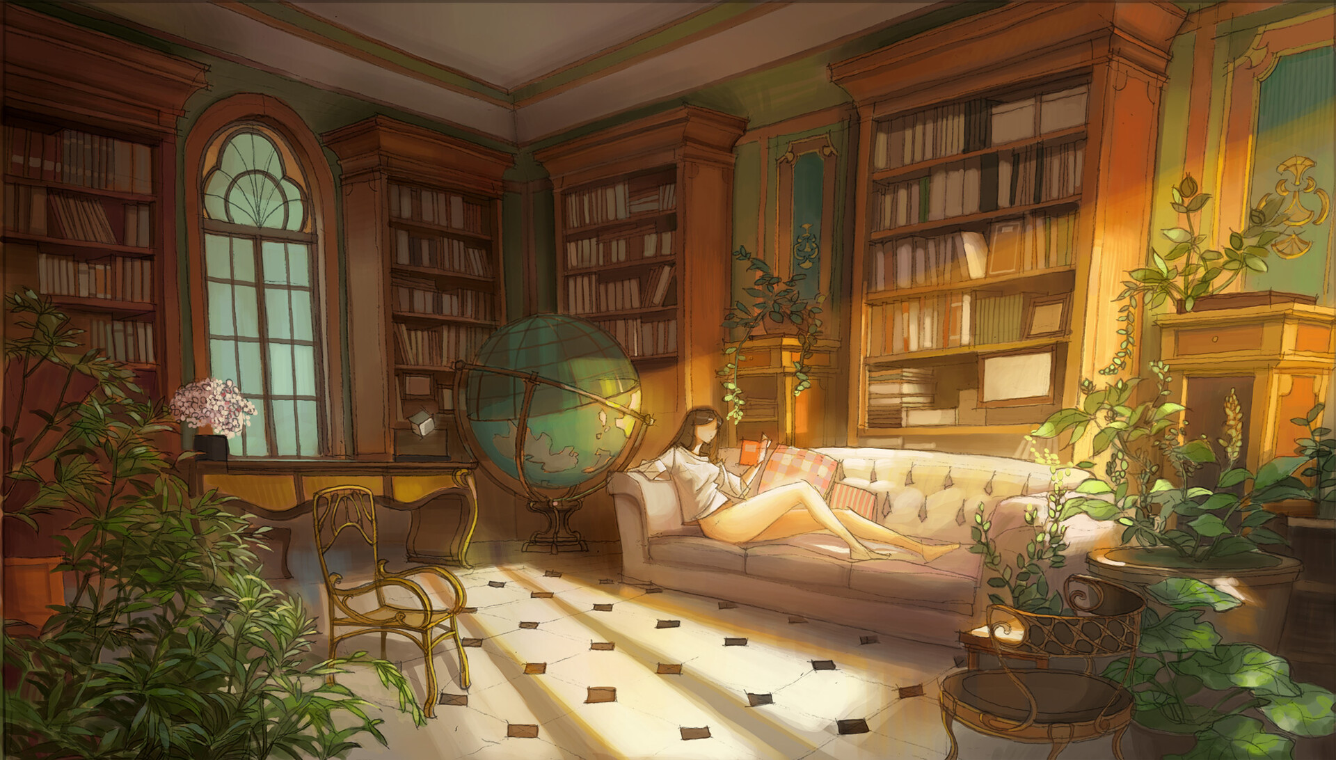 how to draw reading room