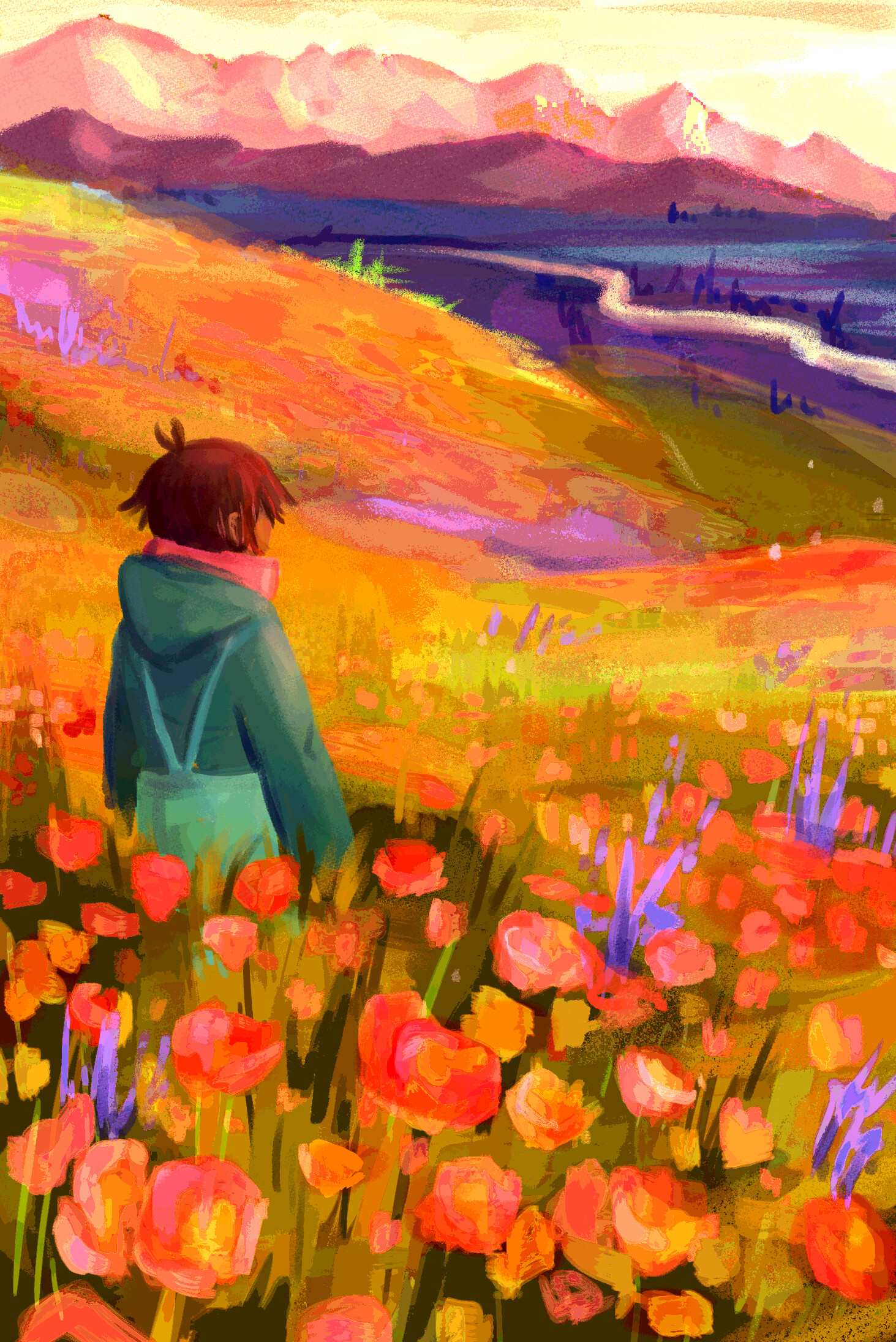 ArtStation - flower hillside