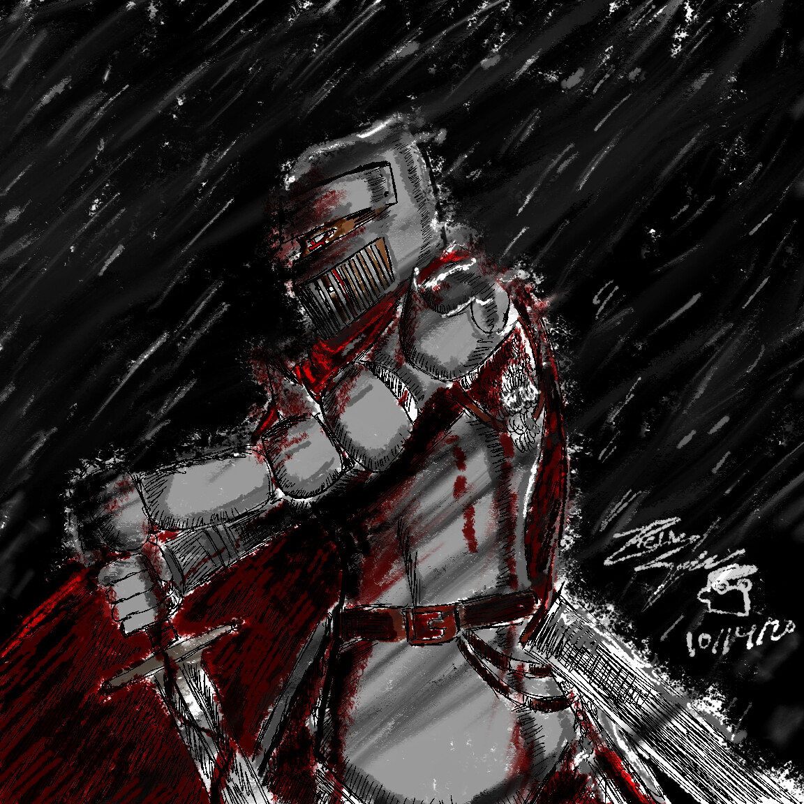 wounded knight drawing