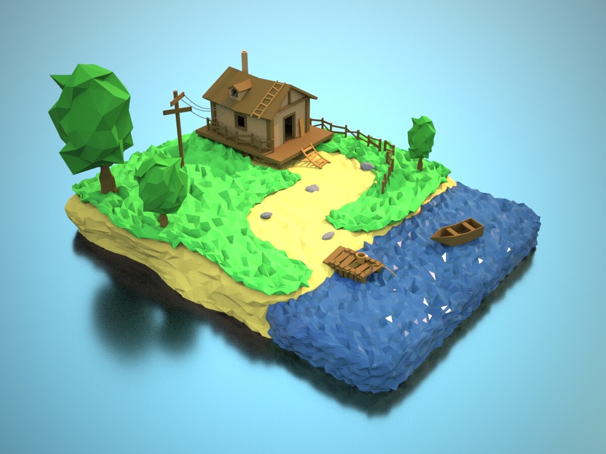 ArtStation - Location in the Low Poly style.