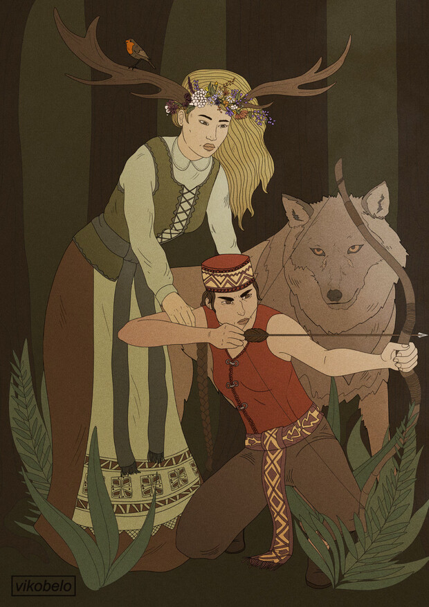 ArtStation - Medeina and Žvorūna (Goddesses of the Forest and the Hunt)