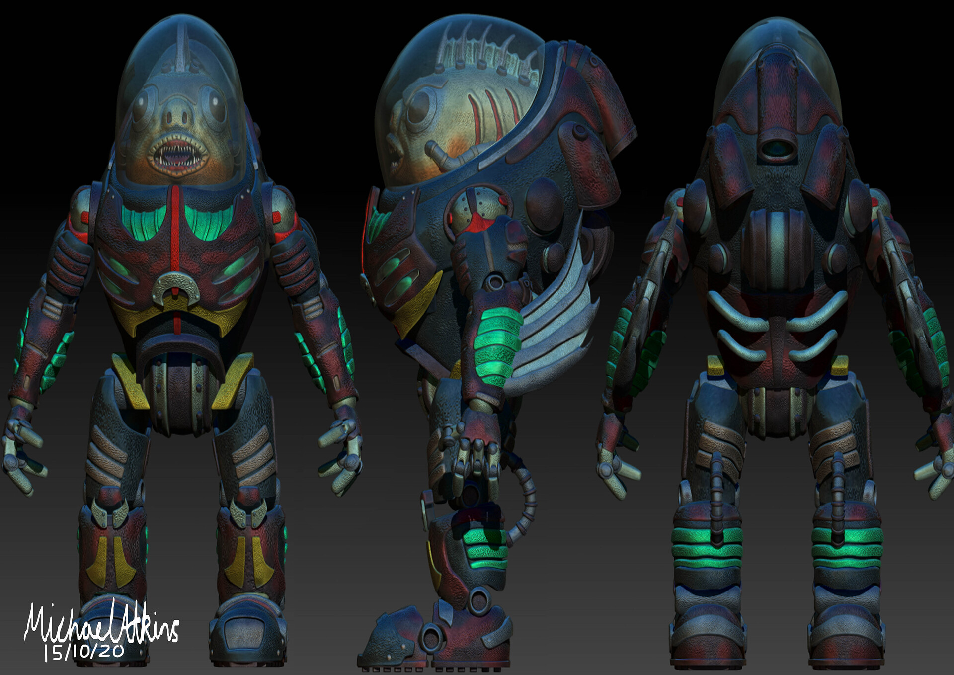ArtStation - Michael Atkins 3D Piranha Alien Character Sheet