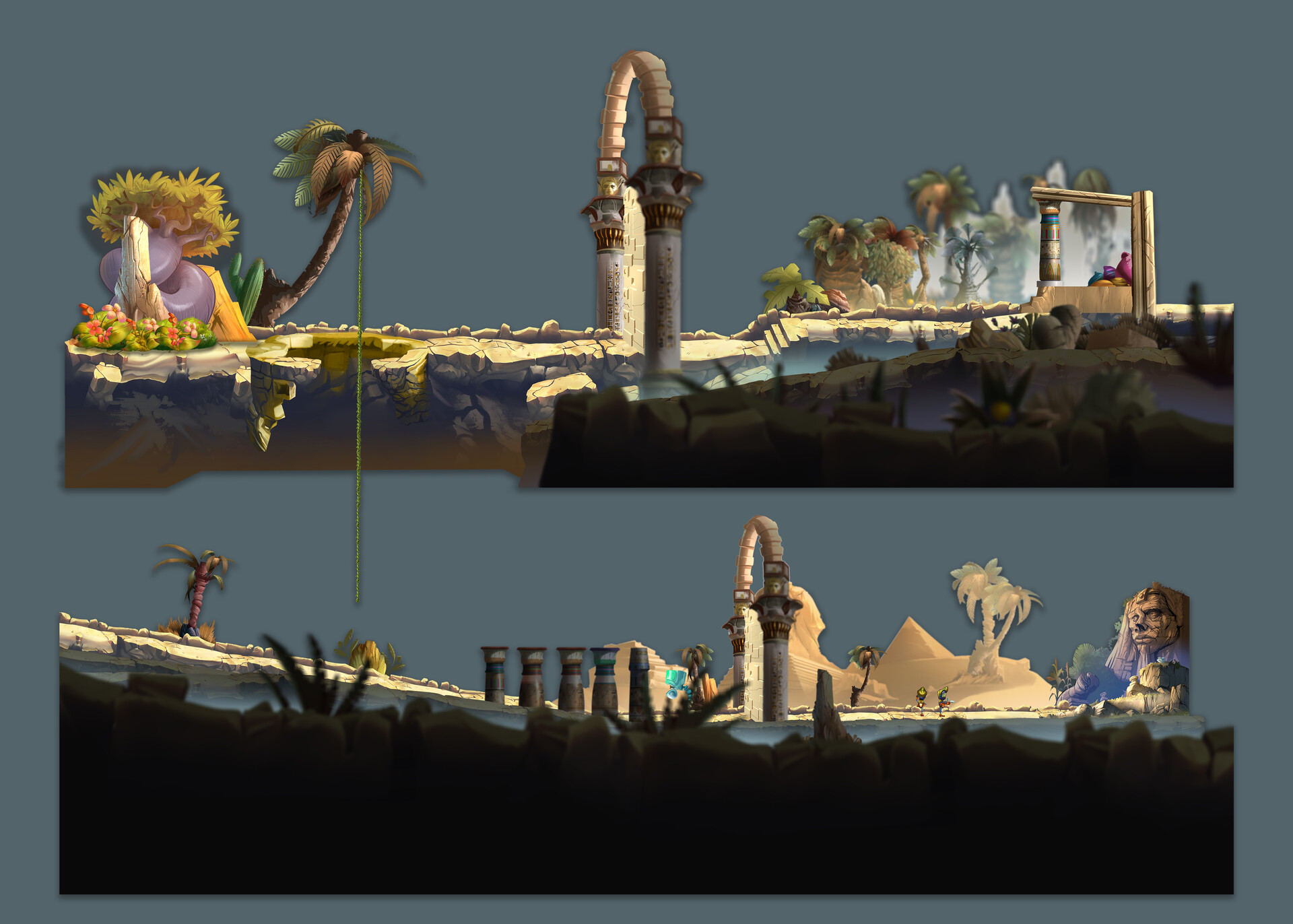 ArtStation - Level Designs of Papyrus Game