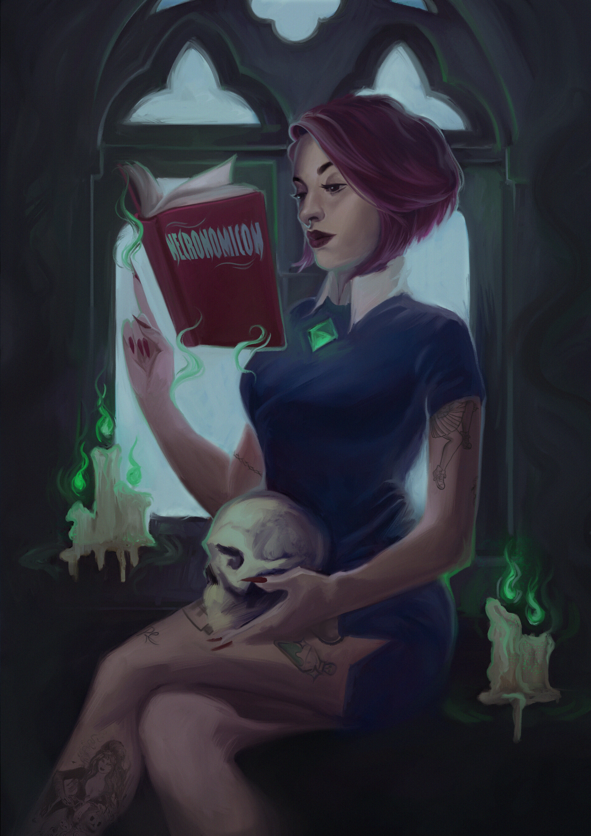ArtStation - Necronomicon - A witch's reading time