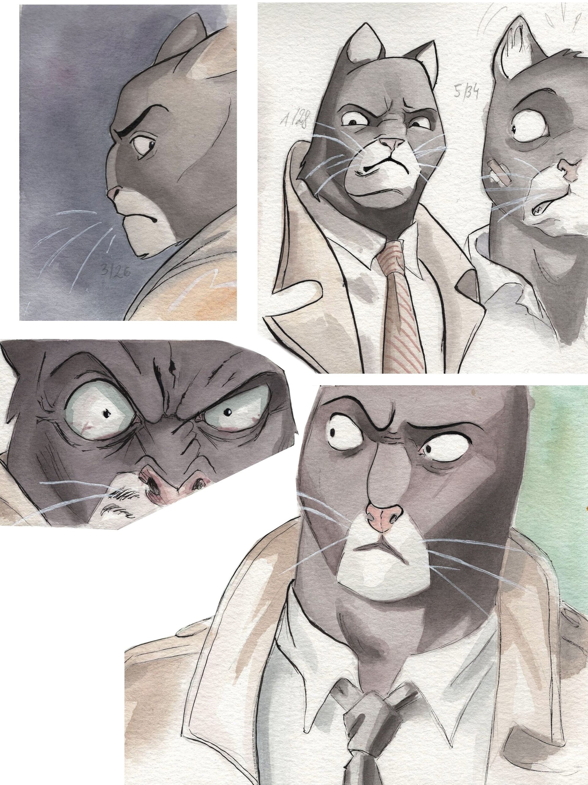 ArtStation - Blacksad expession studies