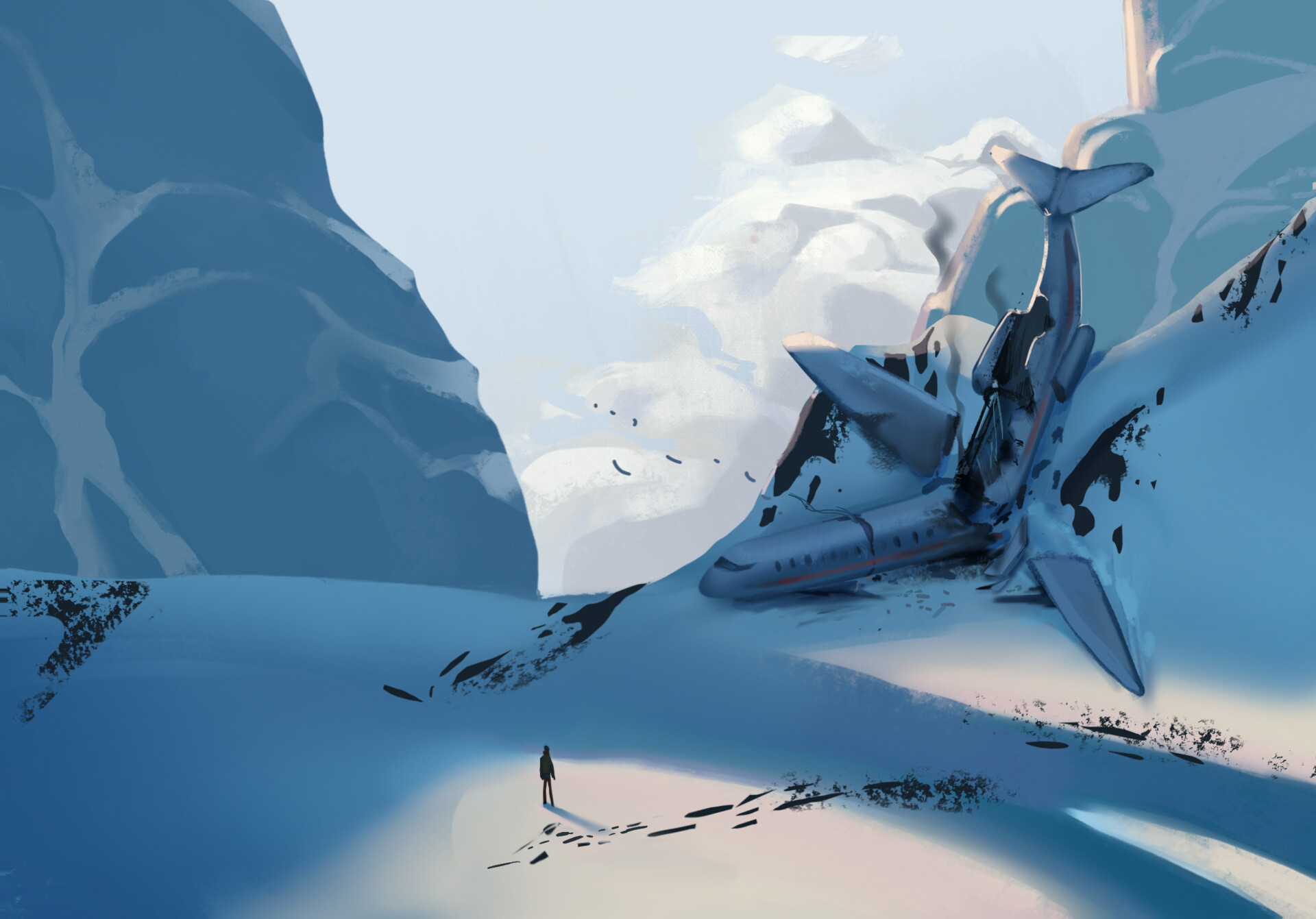 ArtStation - Plane crash book illustration