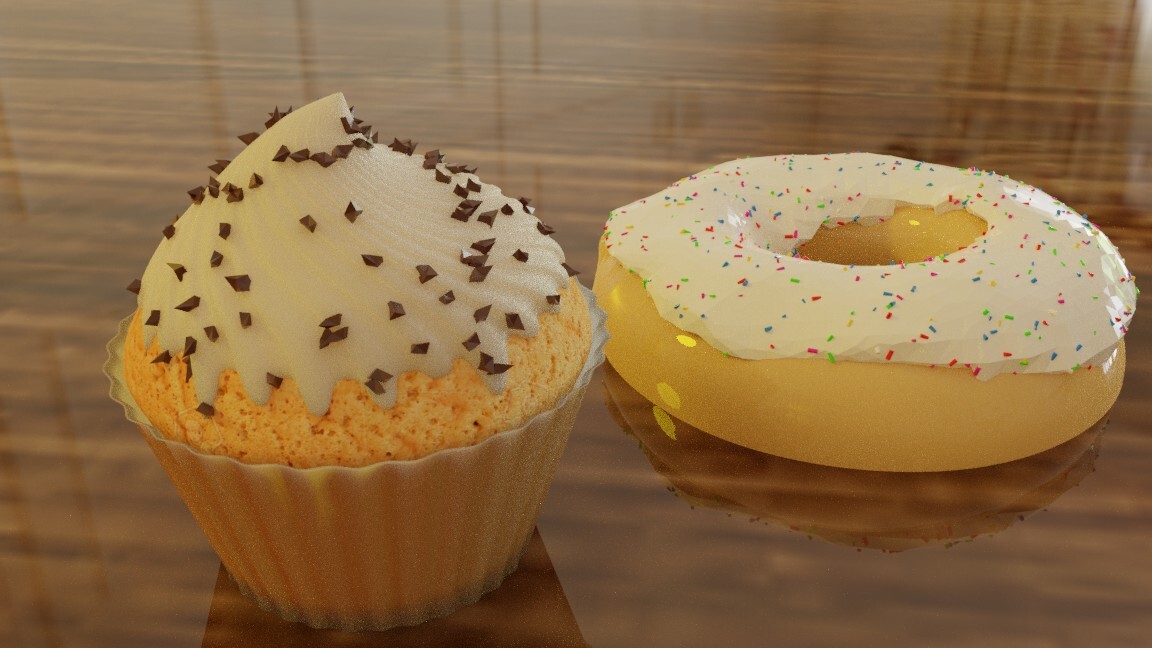 ArtStation - Cupcake and doughnut