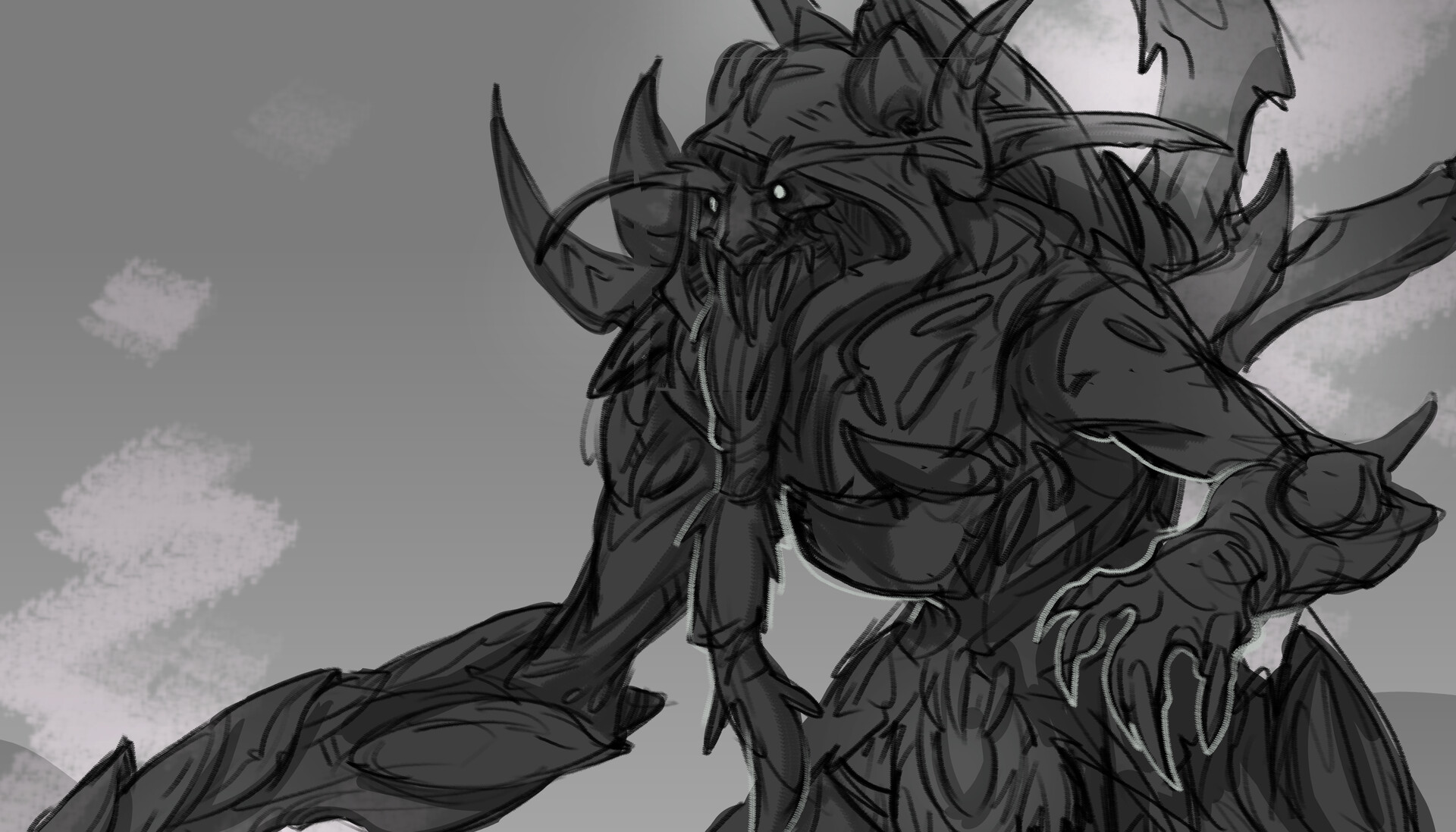 ArtStation - Demon hunter mid form sketch
