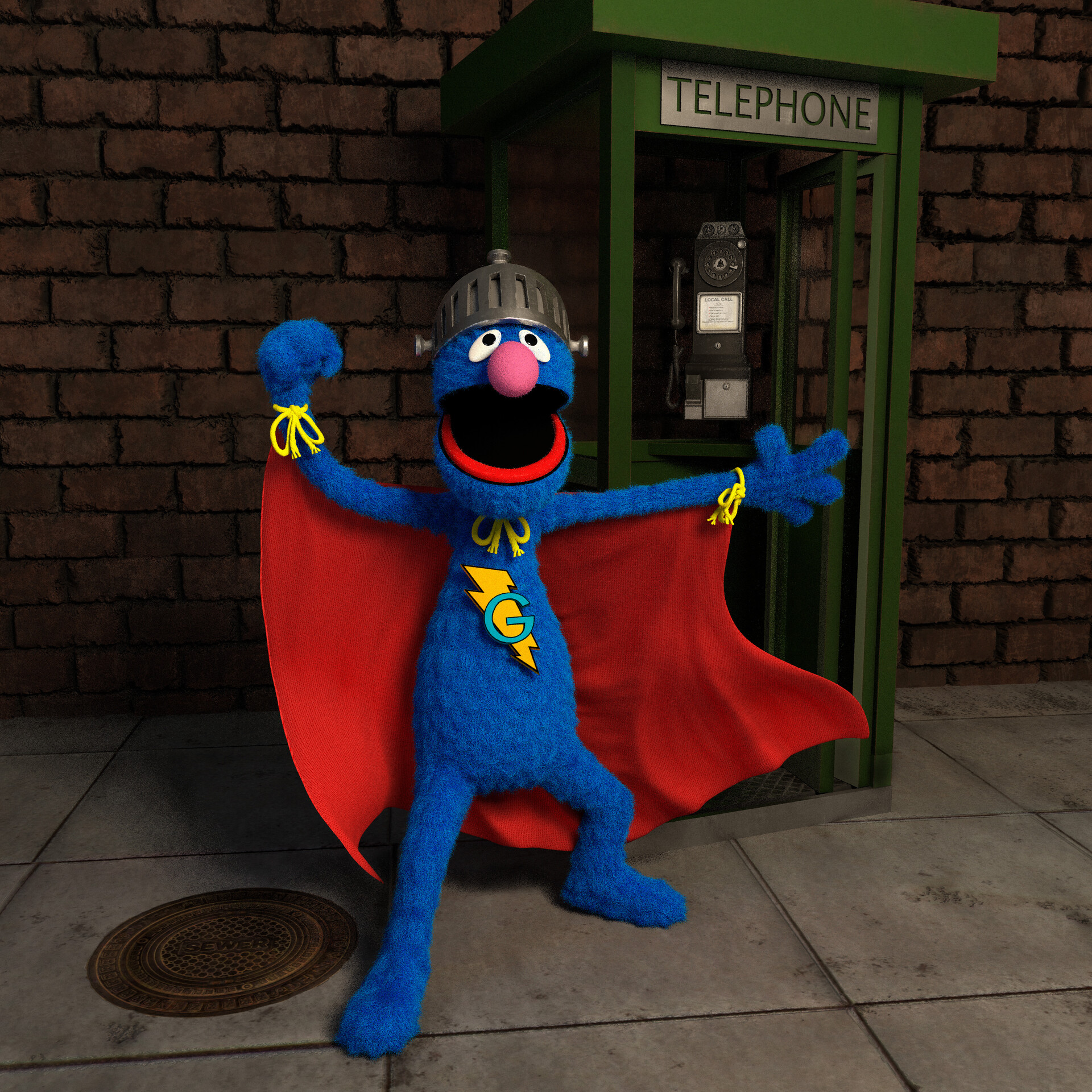 ArtStation - Jim Henson's Super Grover of Sesame Street fanart