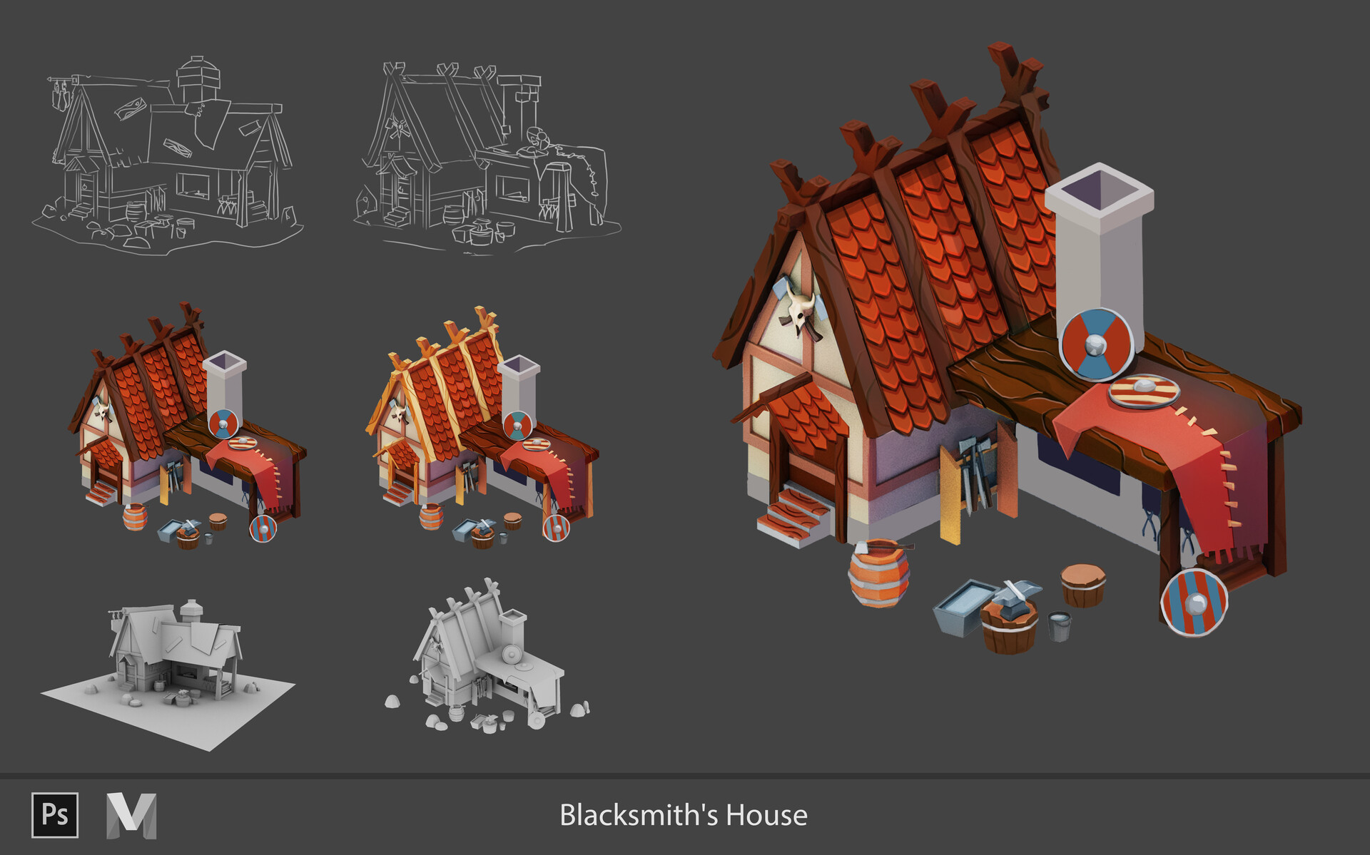 ArtStation - Stylized Blacksmith's House 3D/2D