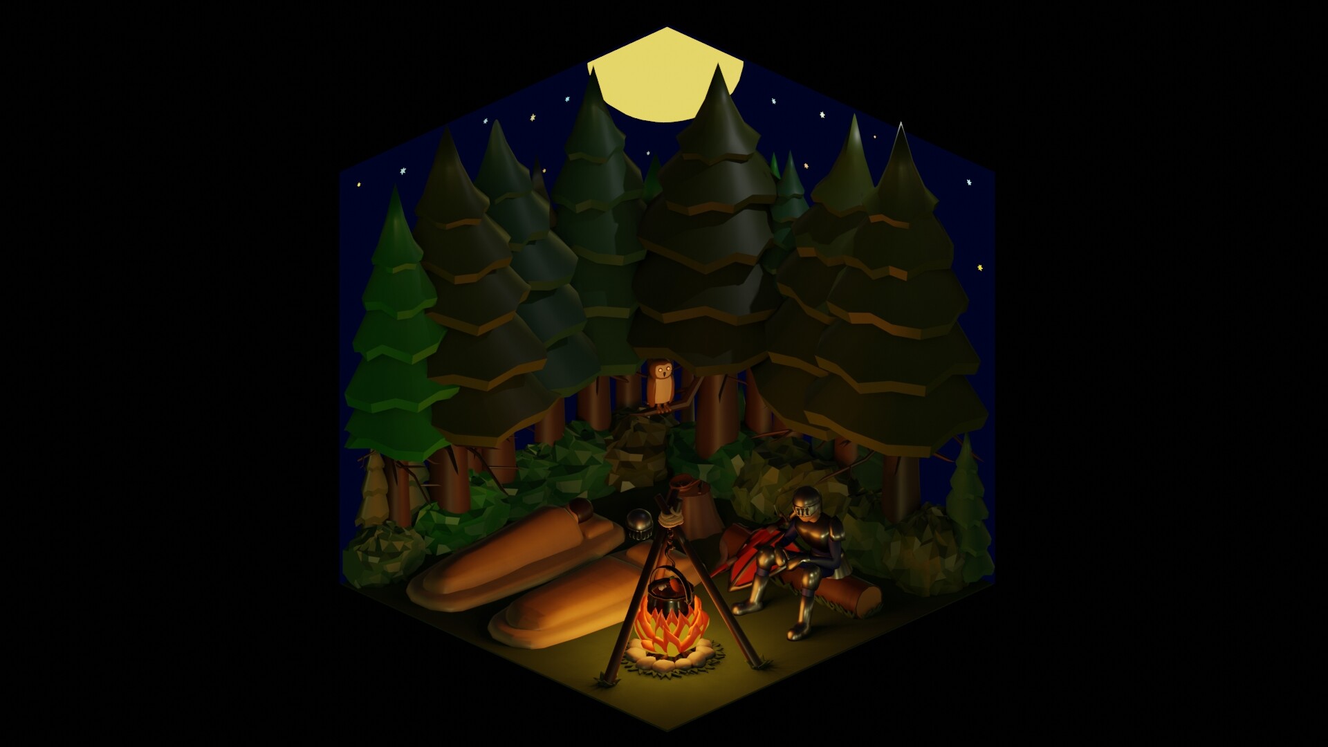 ArtStation - Isometric Campfire Scene