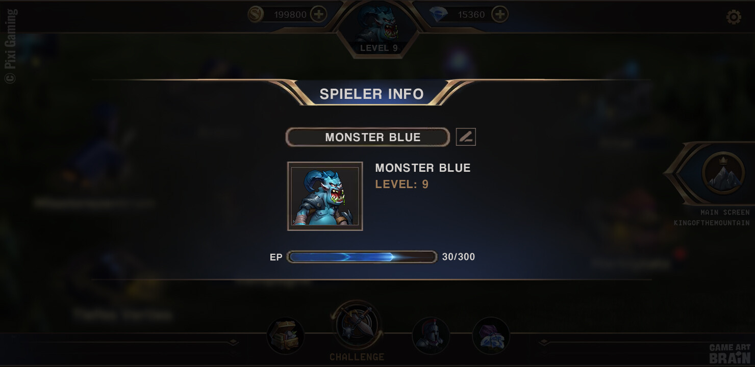 Game Art Brain - Creation & Consulting - Mobile Fantasy UI Mock ups