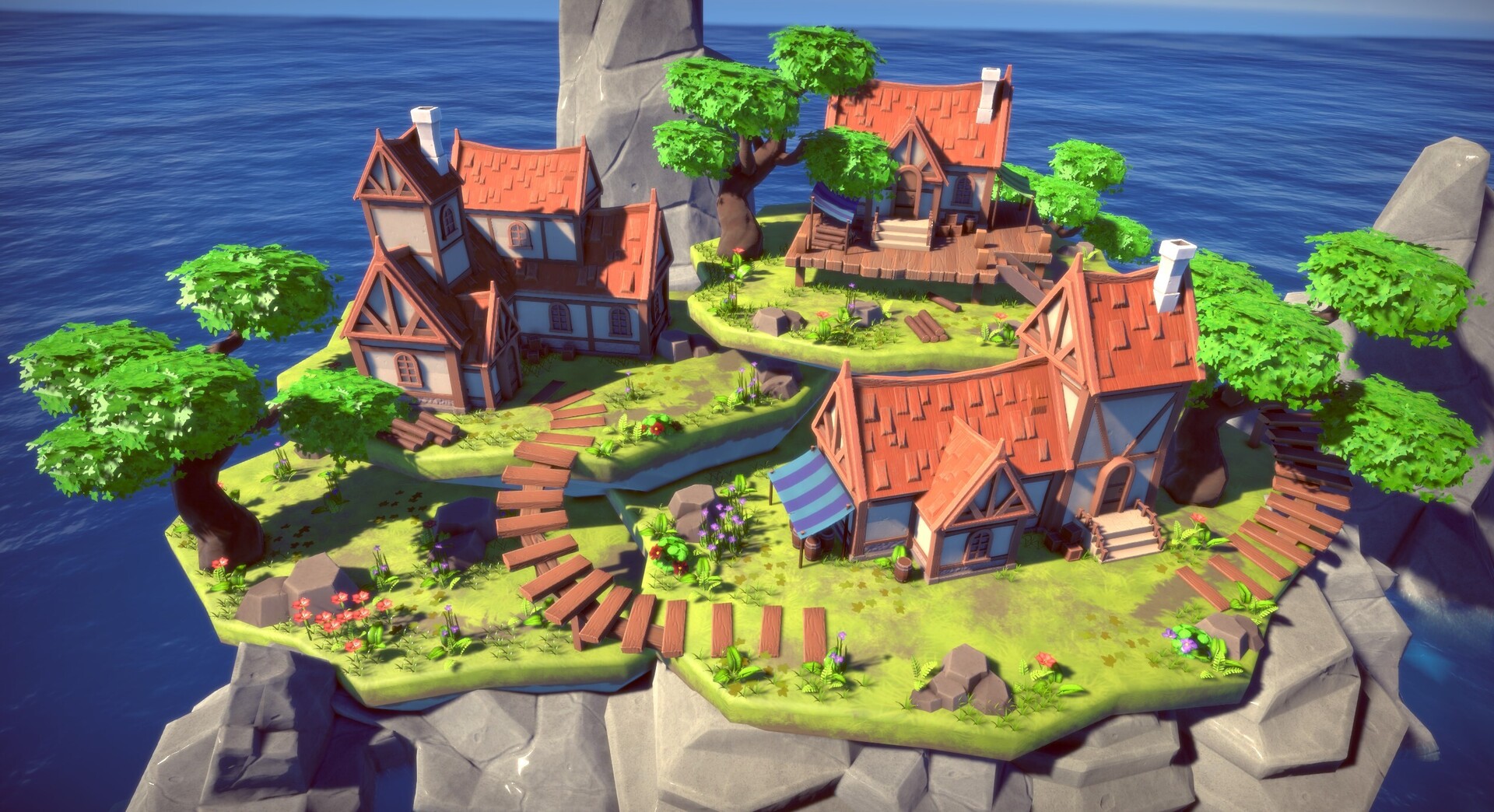 TRIPOLYGON - The Island Village modeled in Unity.