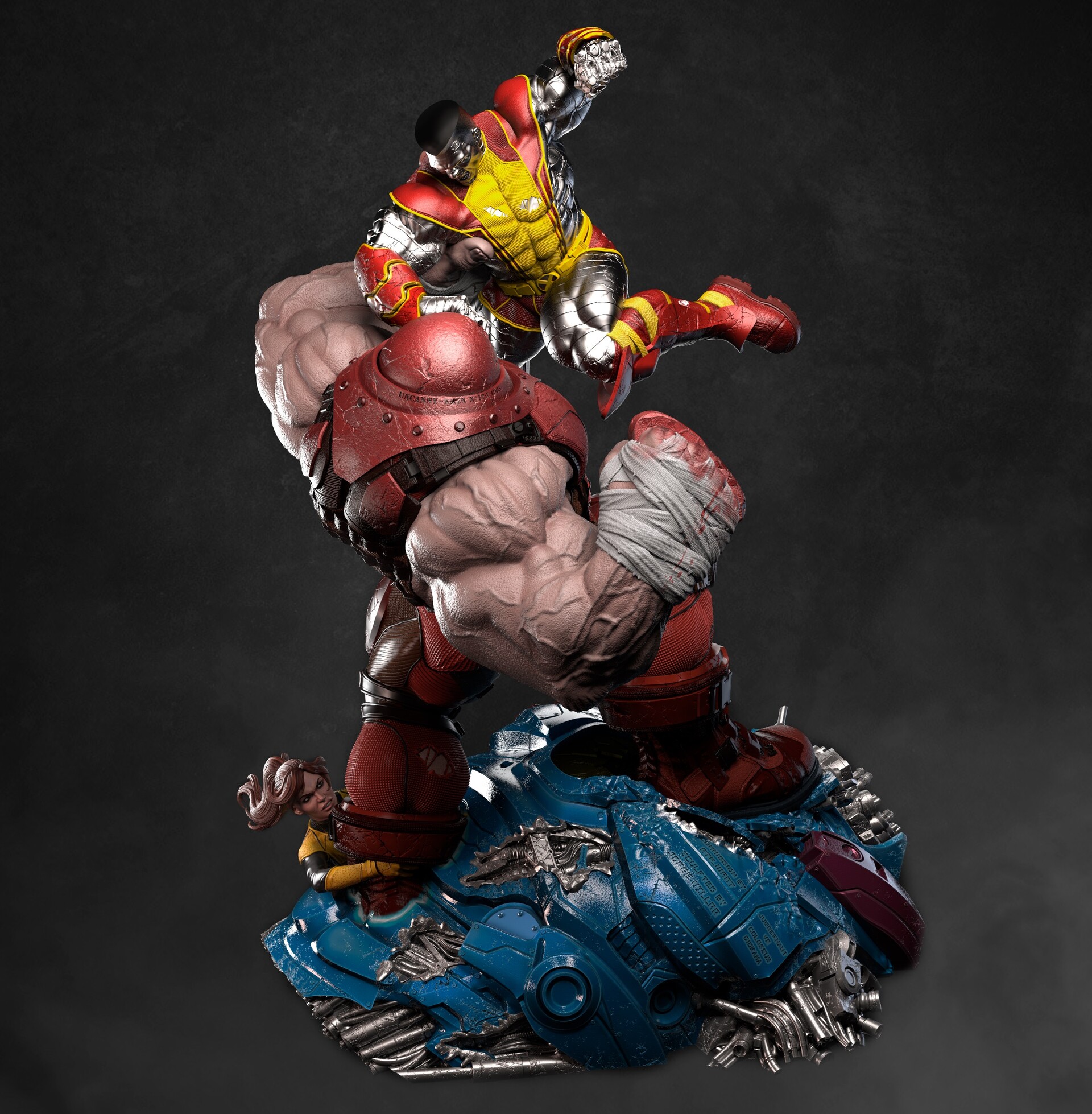 jorge villar - Juggernaut vs colossus - fan art (color renders)