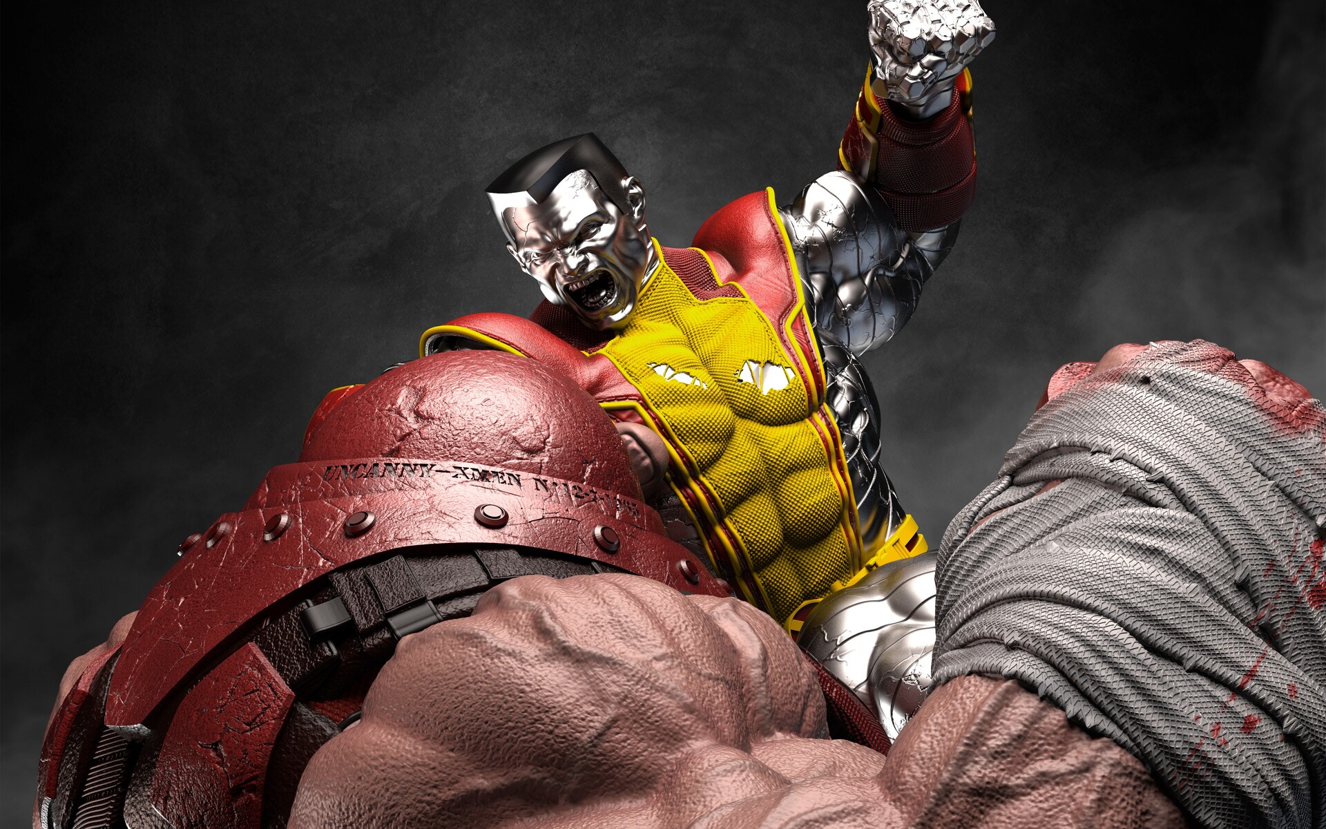 jorge villar - Juggernaut vs colossus - fan art (color renders)