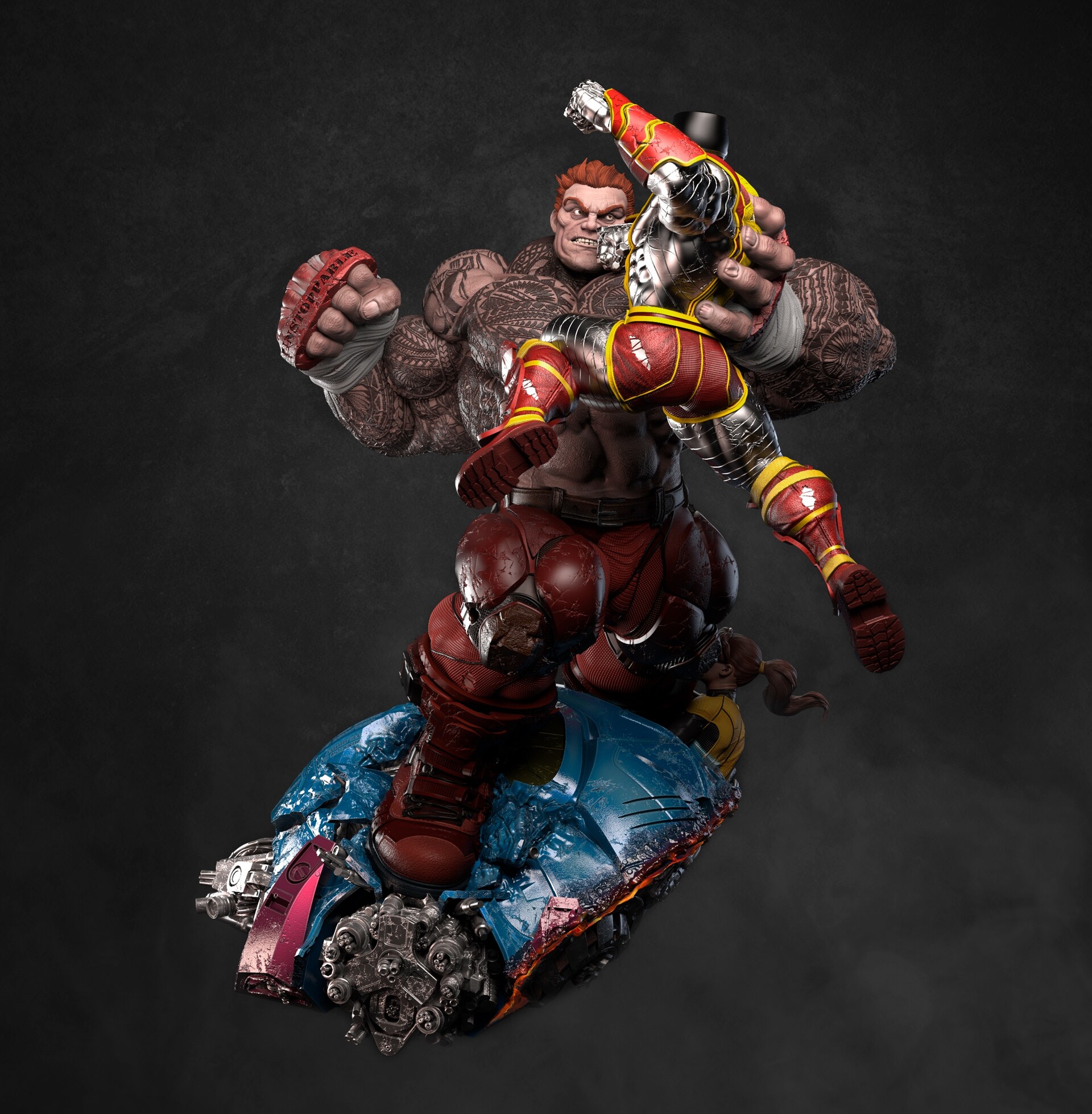 jorge villar - Juggernaut vs colossus - fan art (color renders)