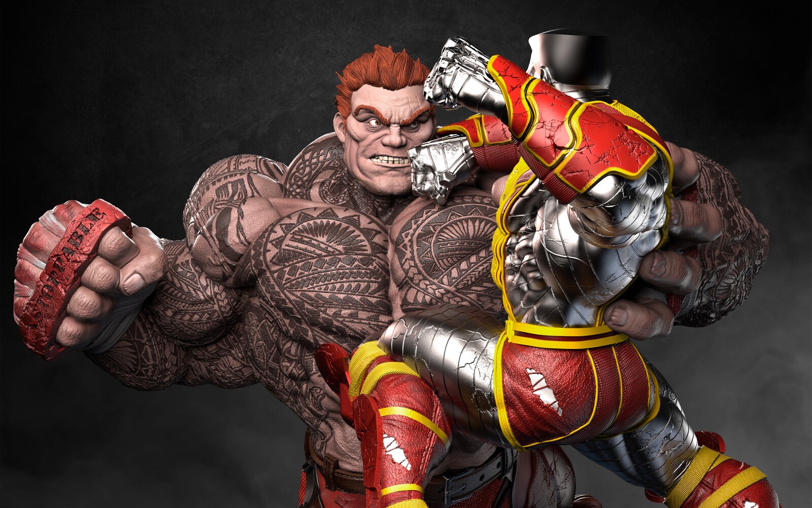 jorge villar - Juggernaut vs colossus - fan art (color renders)