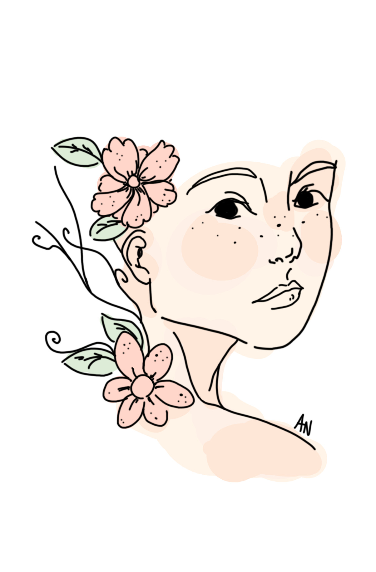 ArtStation - simplistic face + flowers