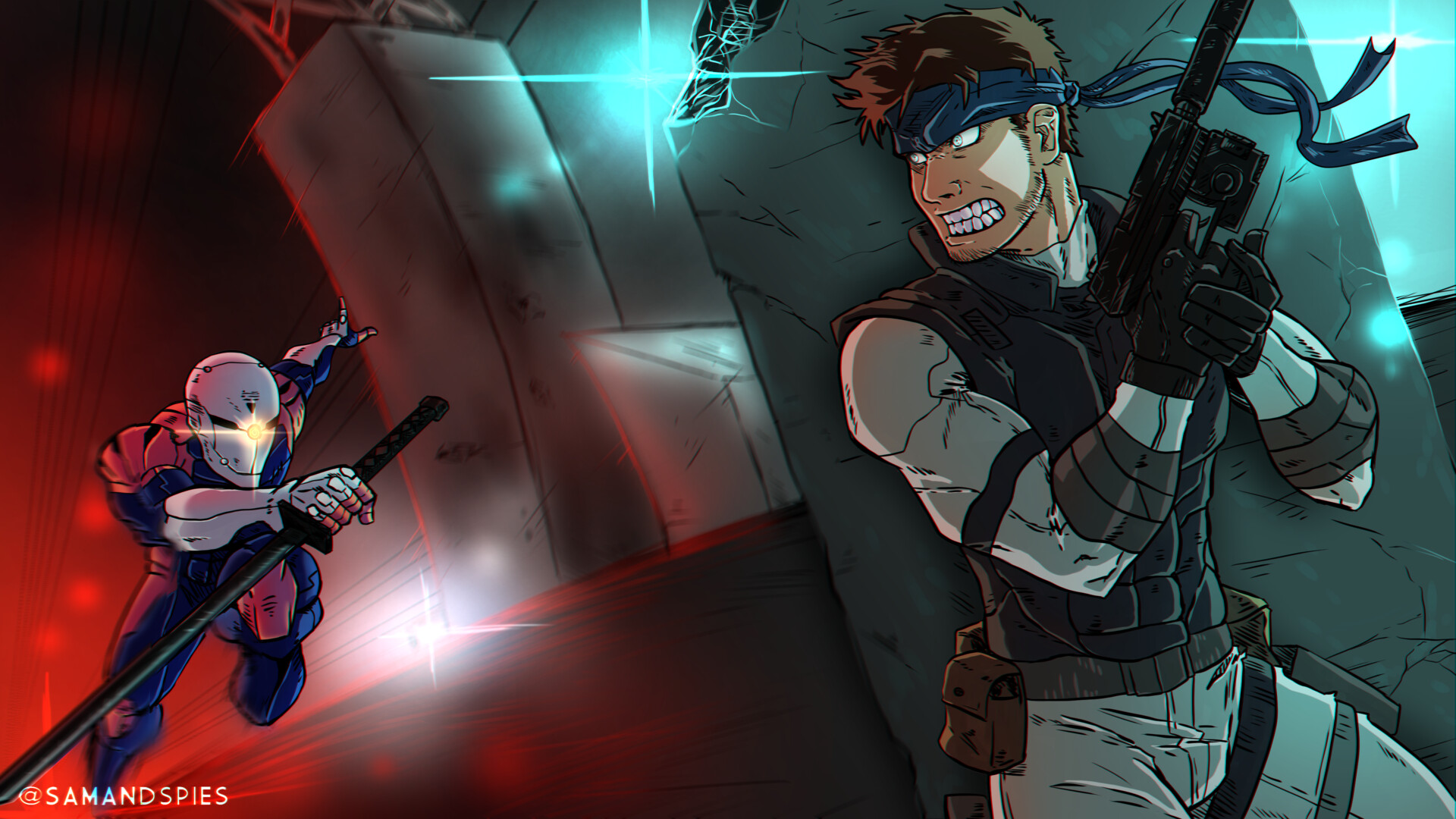 ArtStation - Snake vs. Gray Fox [Commission]