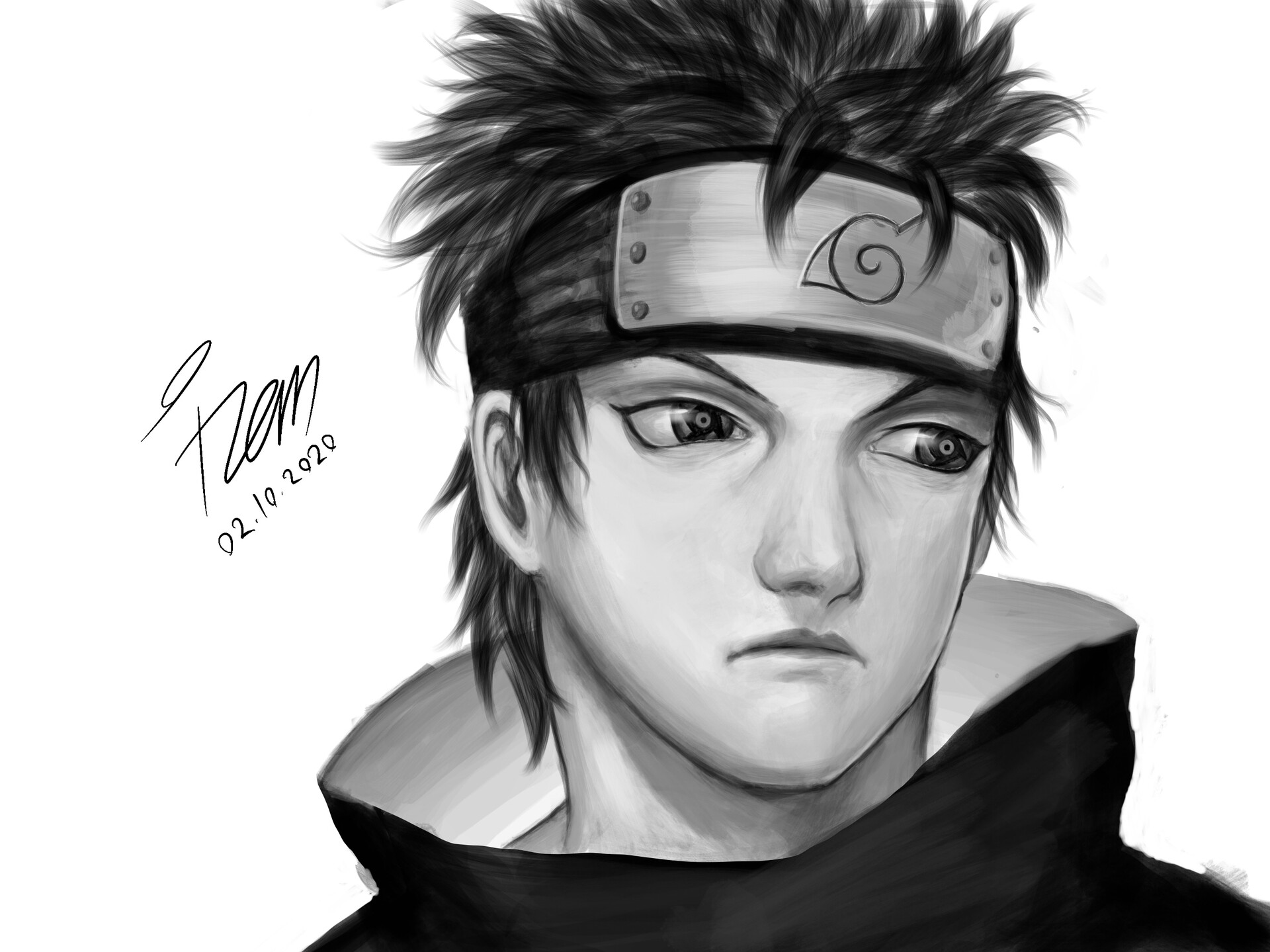 shisui uchiha drawing with pencil