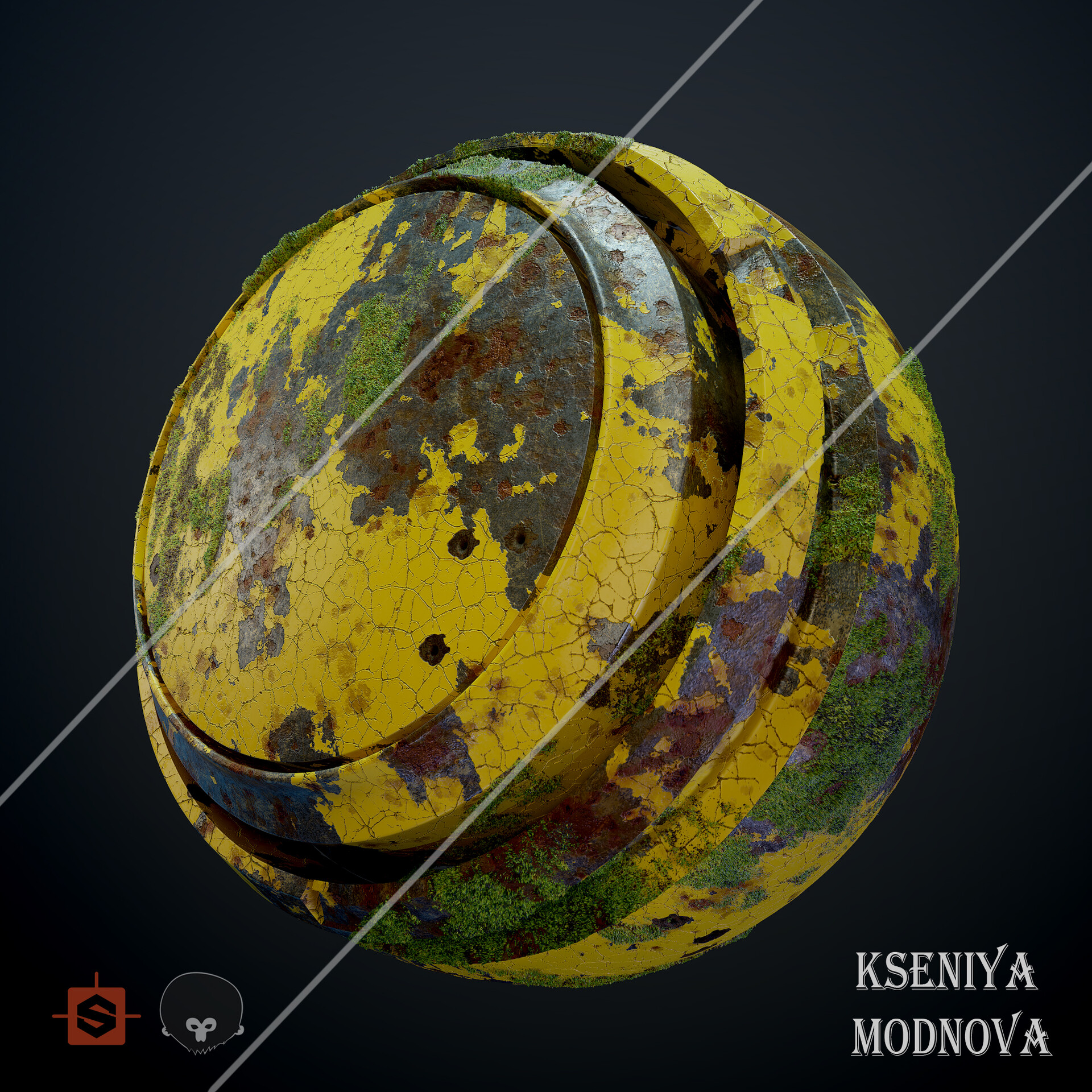 ArtStation - Painted rusty metal with moss