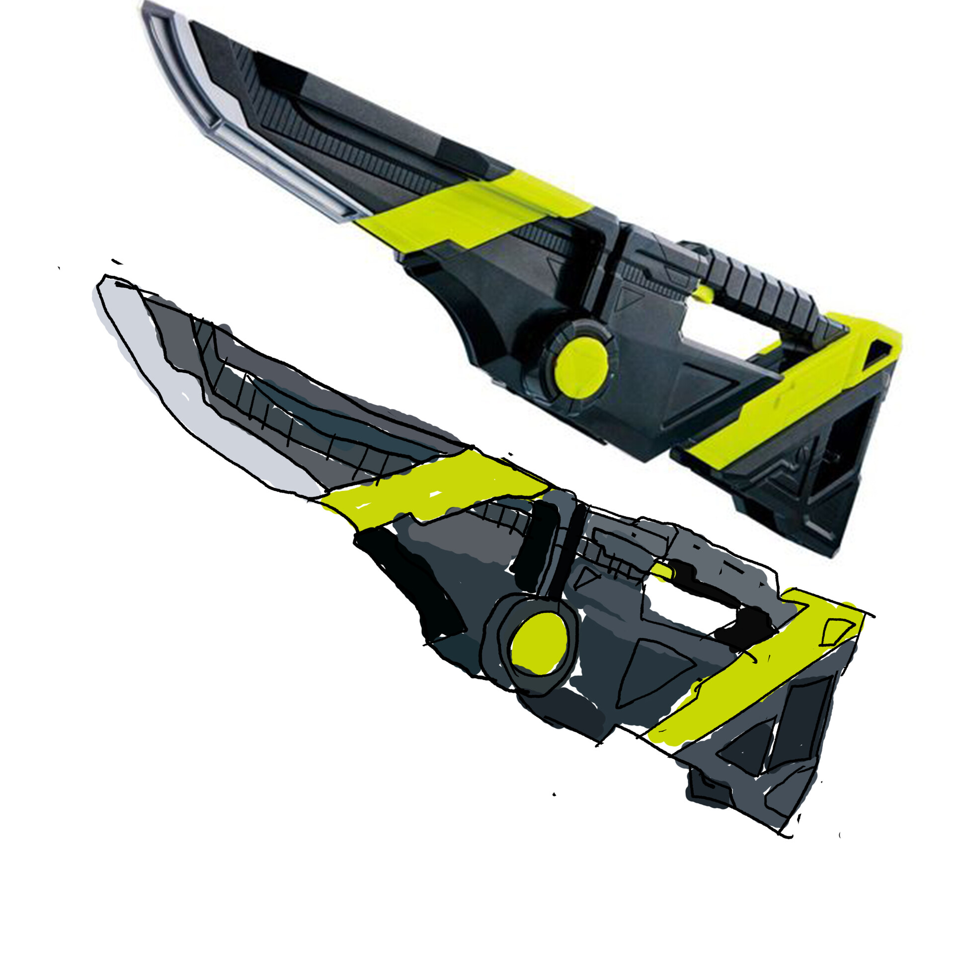 Morgan Evans - Tokusatsu Weapon practice Drawings