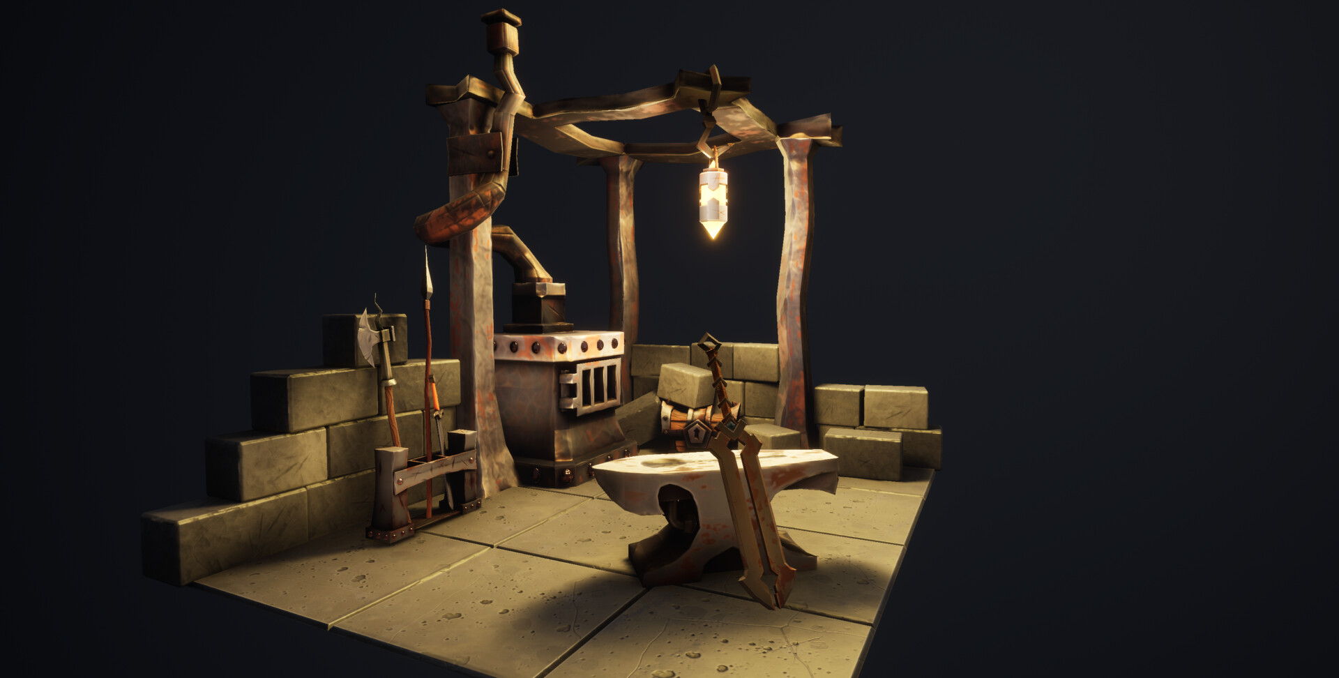 Philipp Shirokov - Stylized forge | Environment art