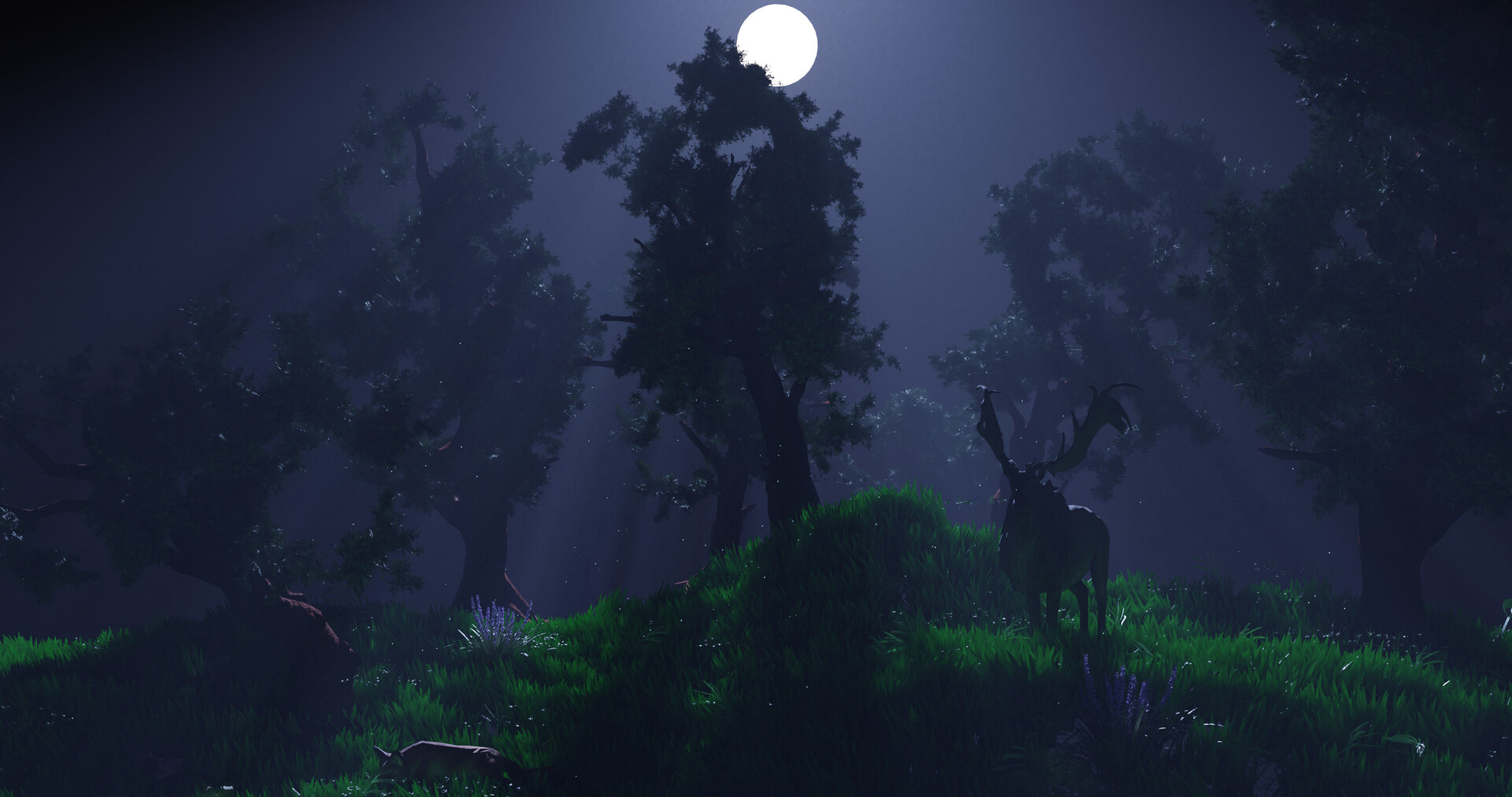 ArtStation - Stylized night forest