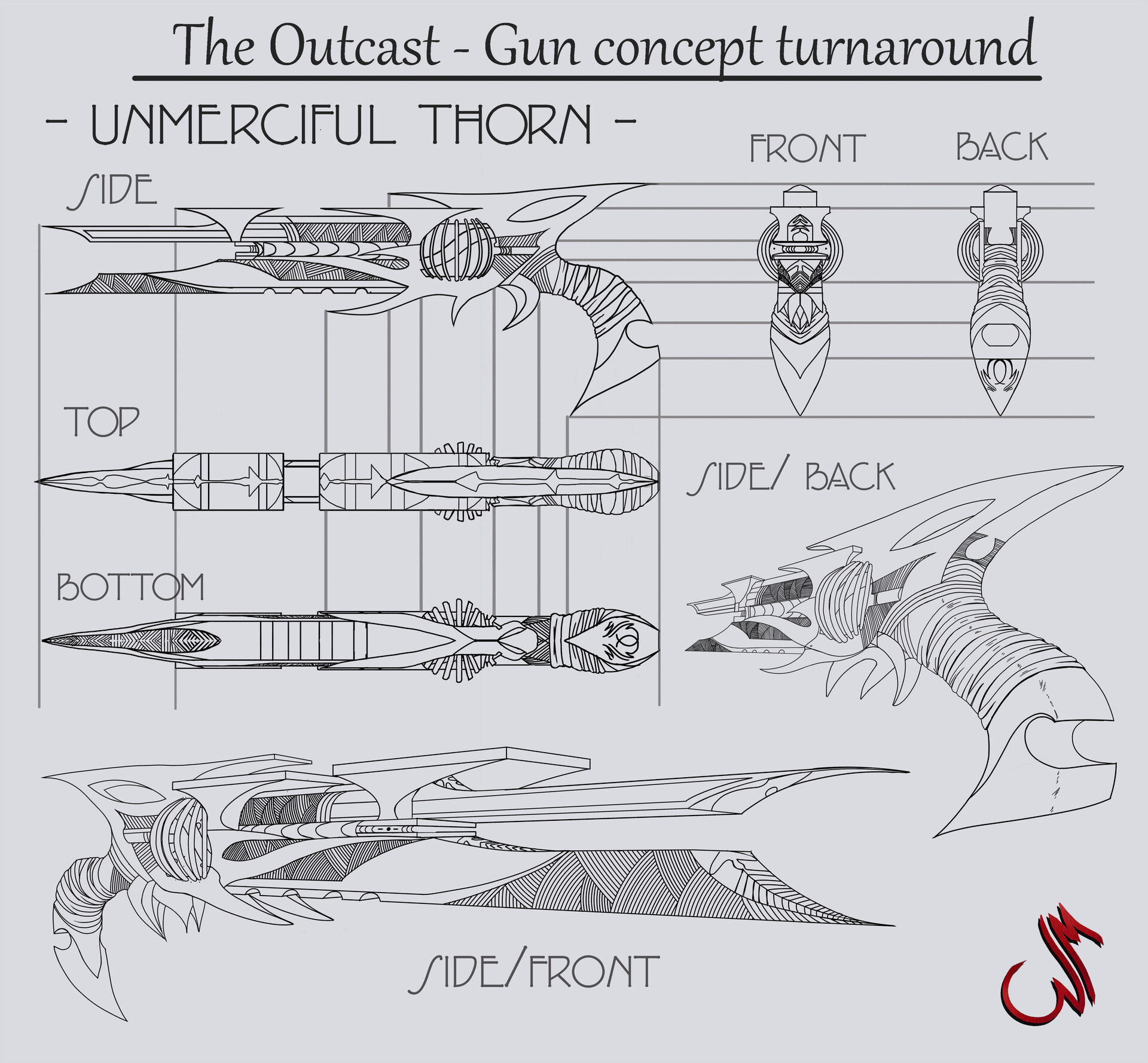 ArtStation - The Outcast - Gun Concept ( Turnaround )