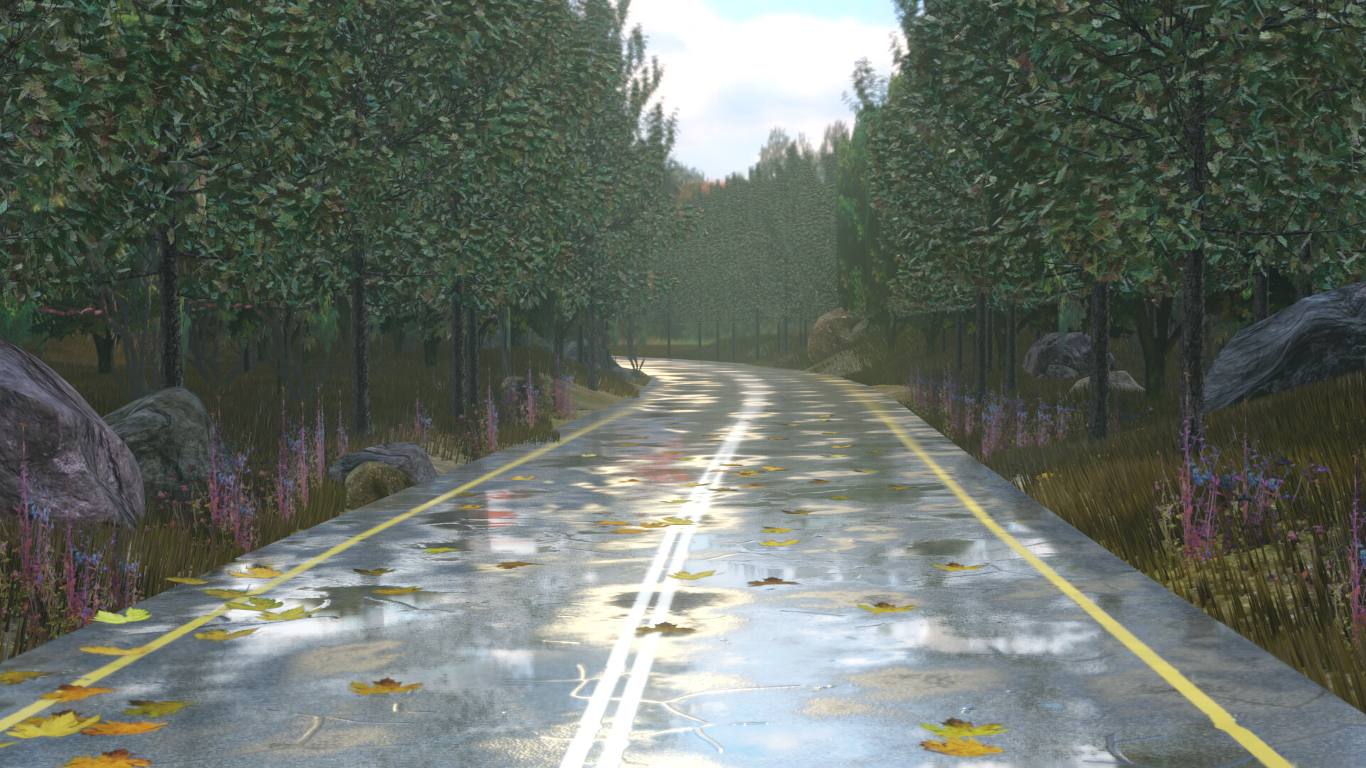 ArtStation - Forest Trees Road