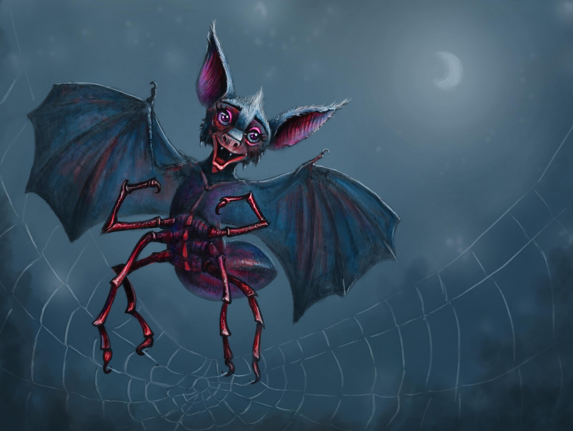 ArtStation - spider + bat . Author : Zuza, age : 6 years