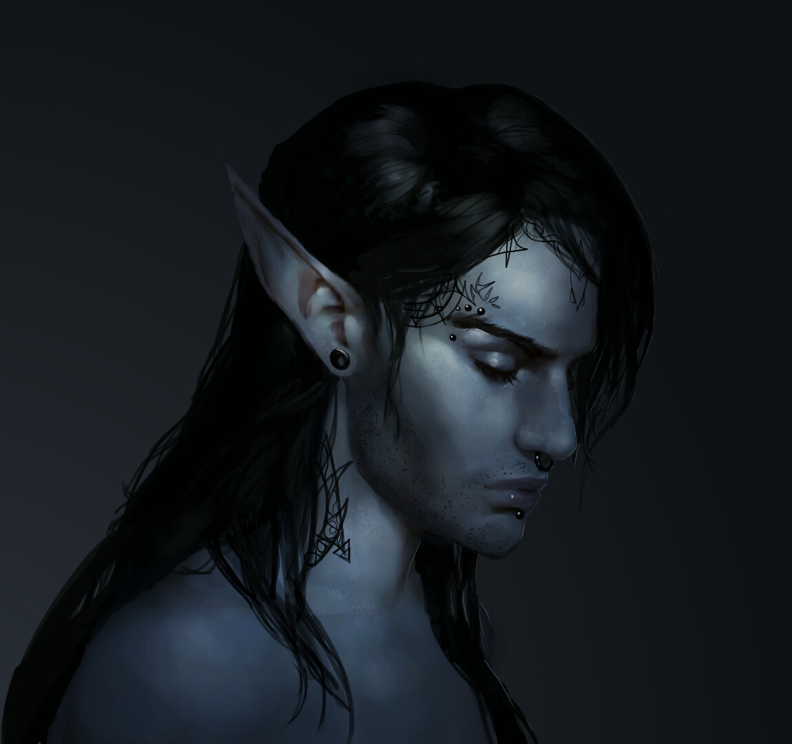 ArtStation - Dark elf portrait
