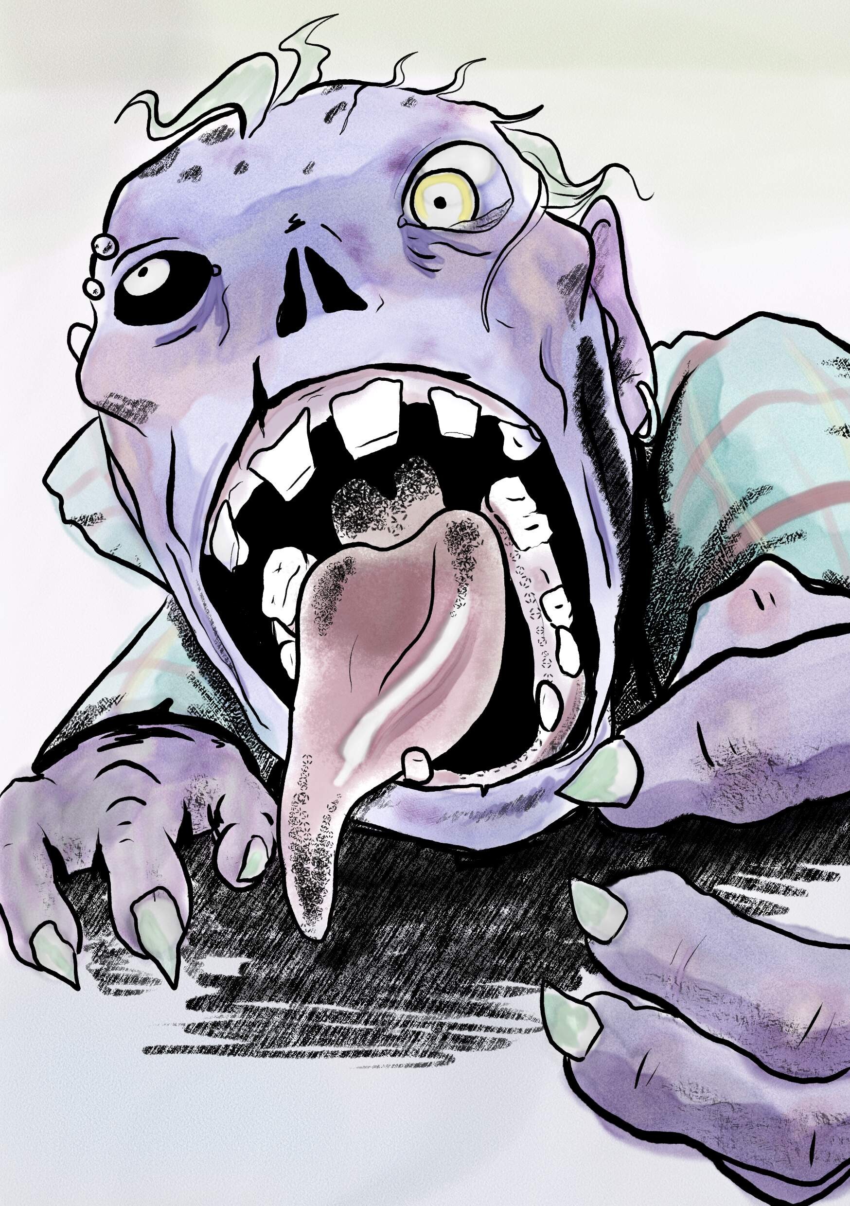 zombie crawling drawing