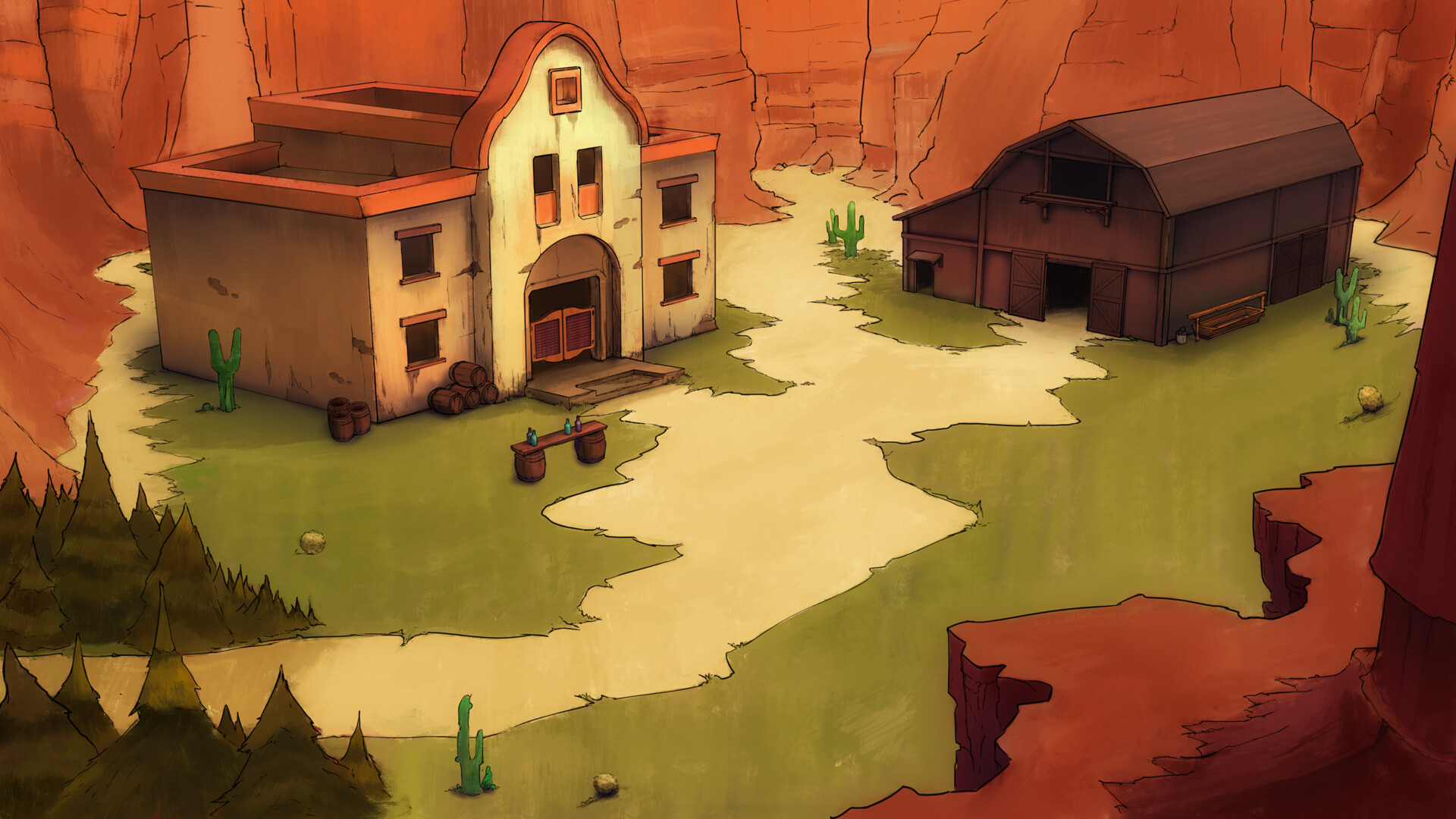 ArtStation - Wild west hideout location.