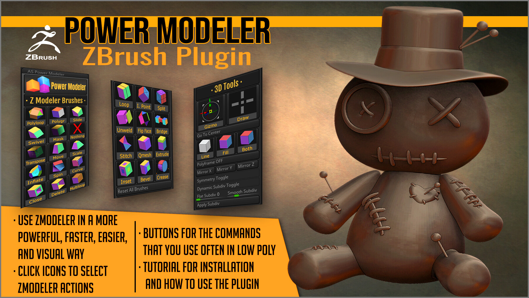 Artistic Squad - Power Modeler: Model easier in low poly with ZBrush ...