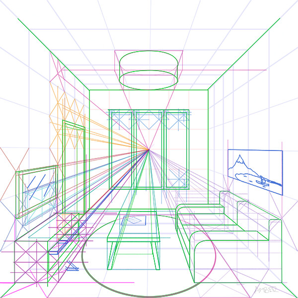 Amber - 1 Point Perspective Living Room