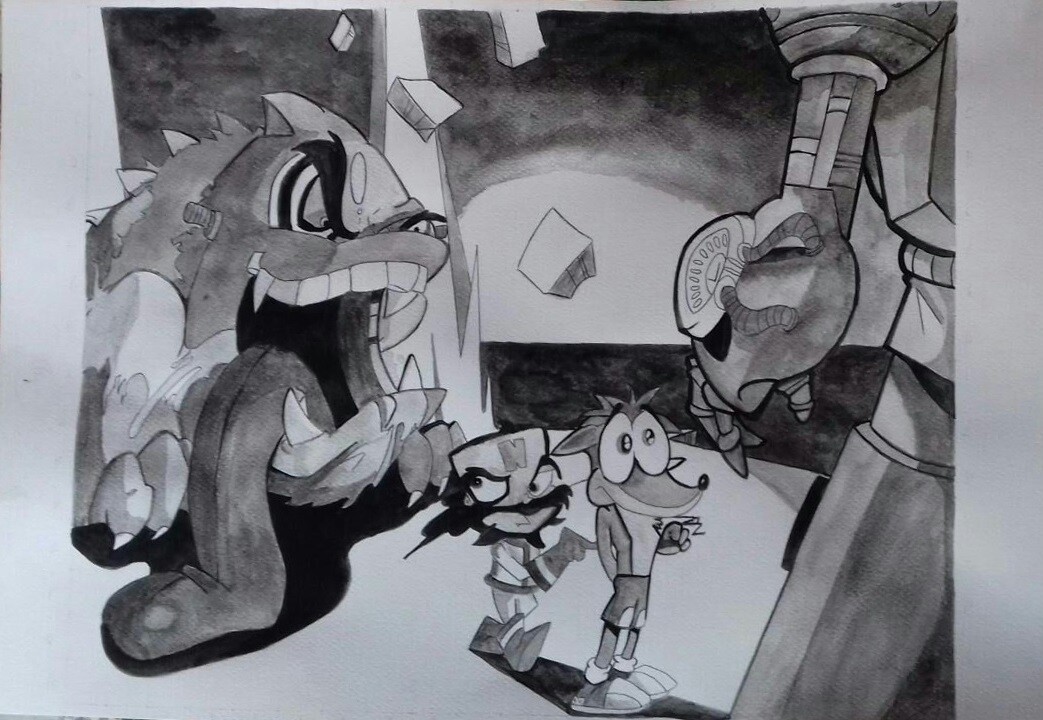 ArtStation - Crash Twinsanity - N.Tropy & N.Brio in acquarello