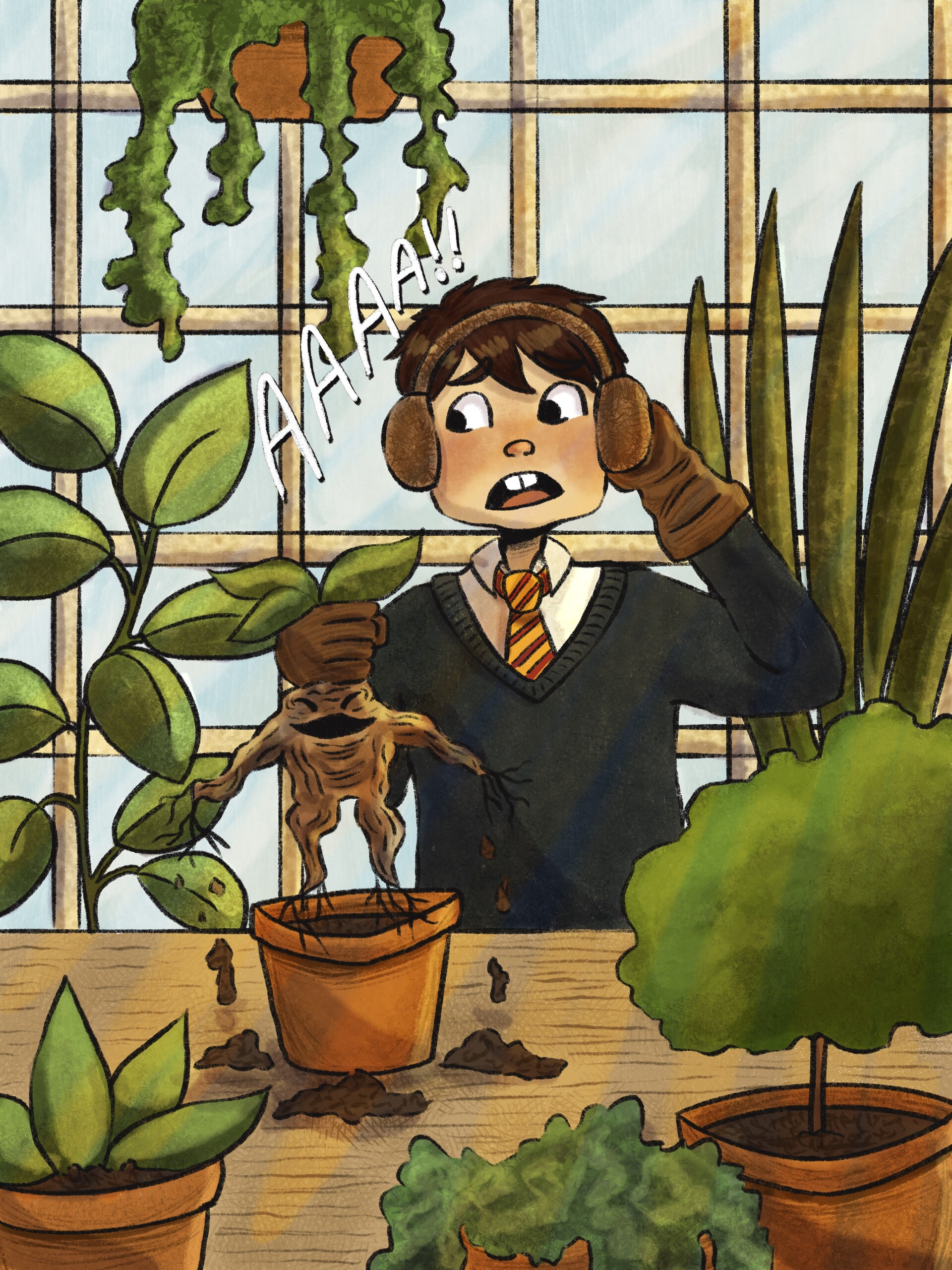 ArtStation - Screaming Mandrake and Neville Longbottom - Harry Potter ...