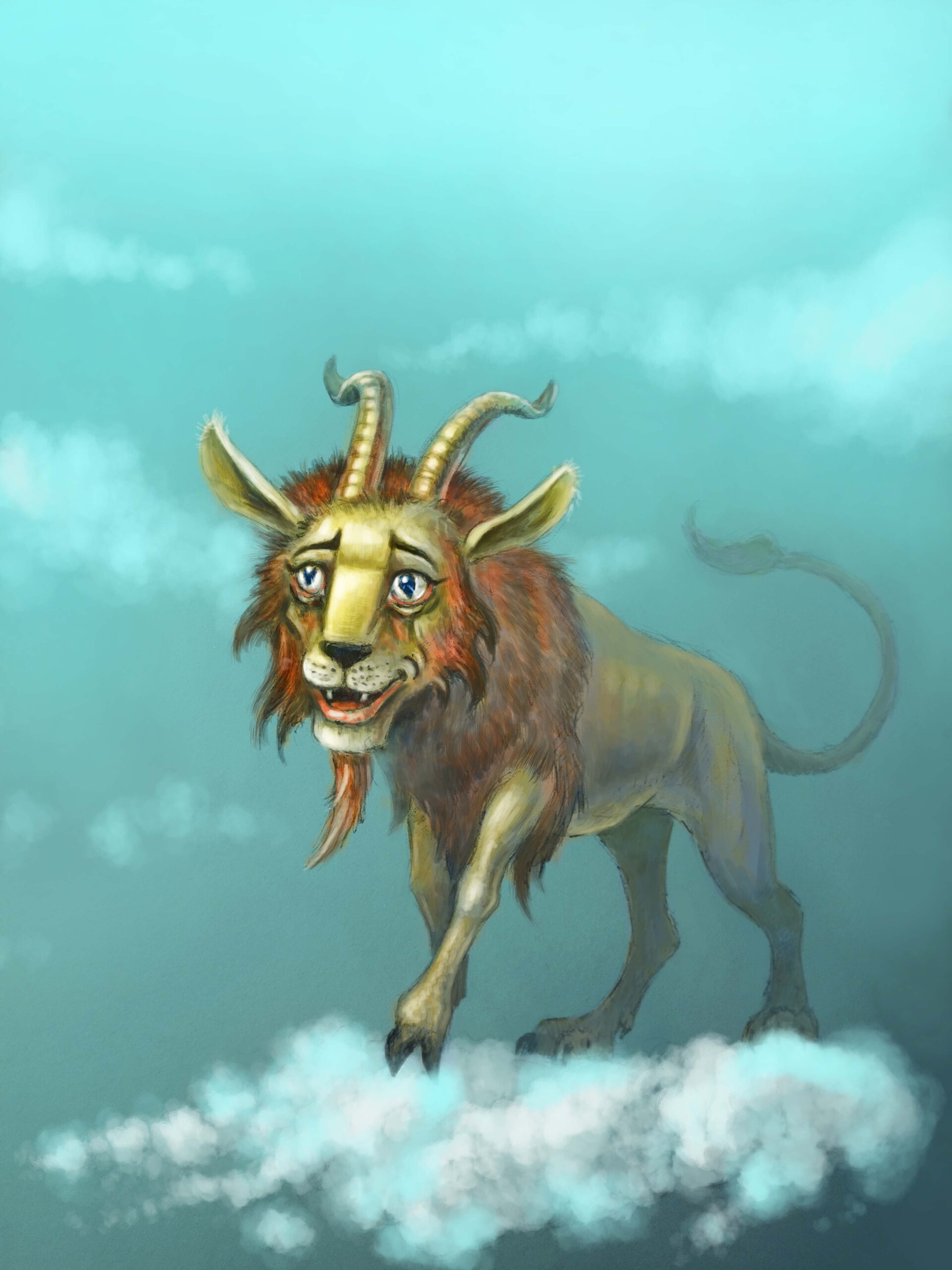 Krzysztof Kajewski - lion + goat . Author : Teo , age : 3,5 years